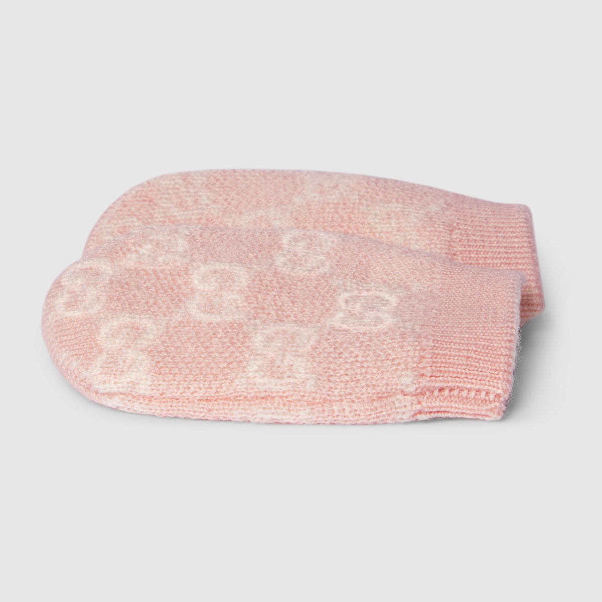 Baby GG wool mittens in light pink and white | GUCCI® US