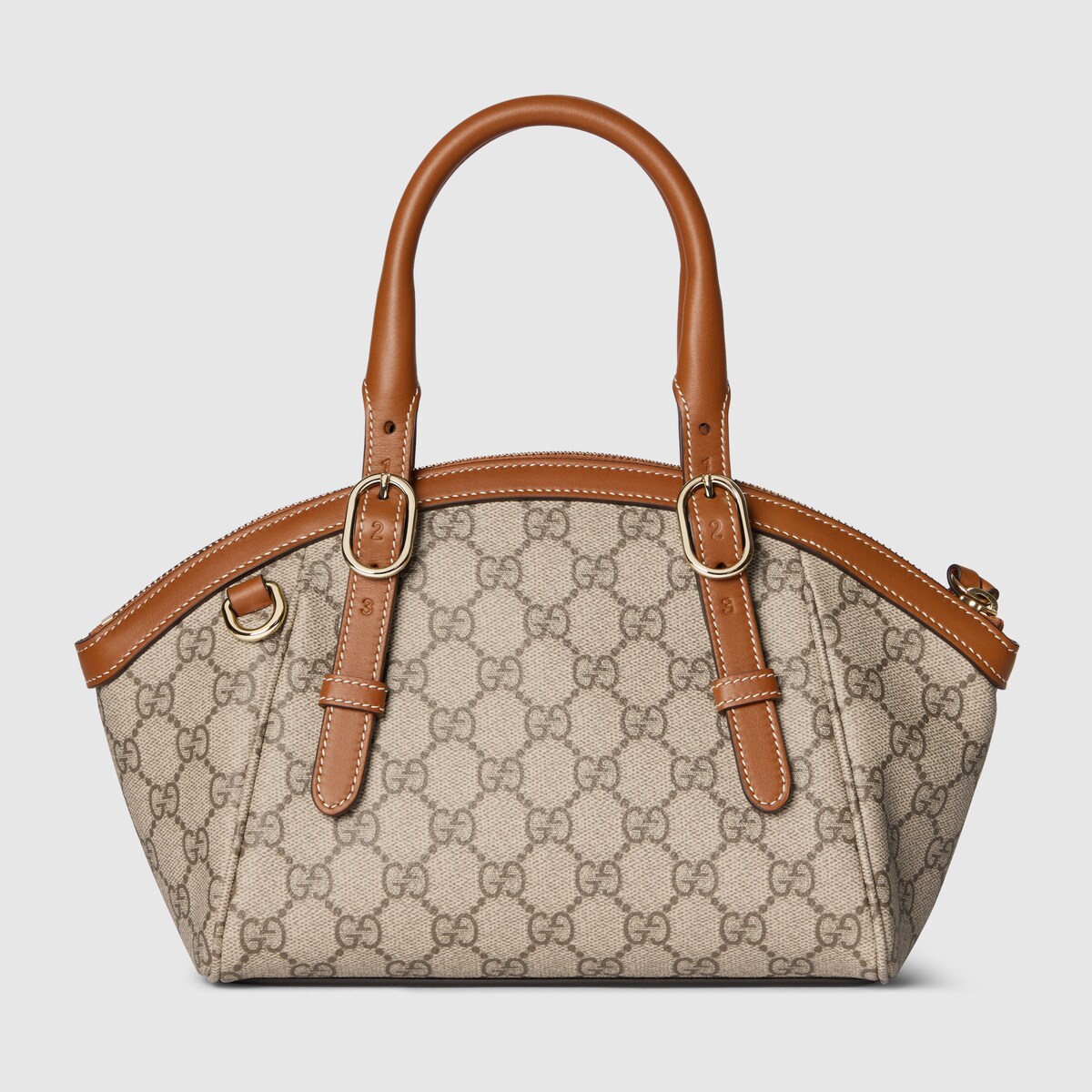 GG Emblem small top handle bag in beige and brown GG fabric | GUCCI® NL