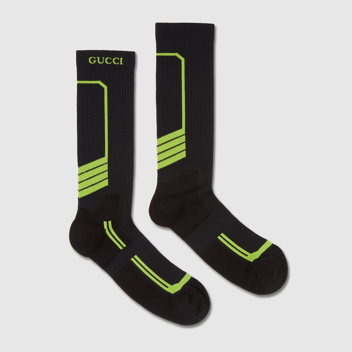 Cotton socks with embroidery in black and green | GUCCI® US