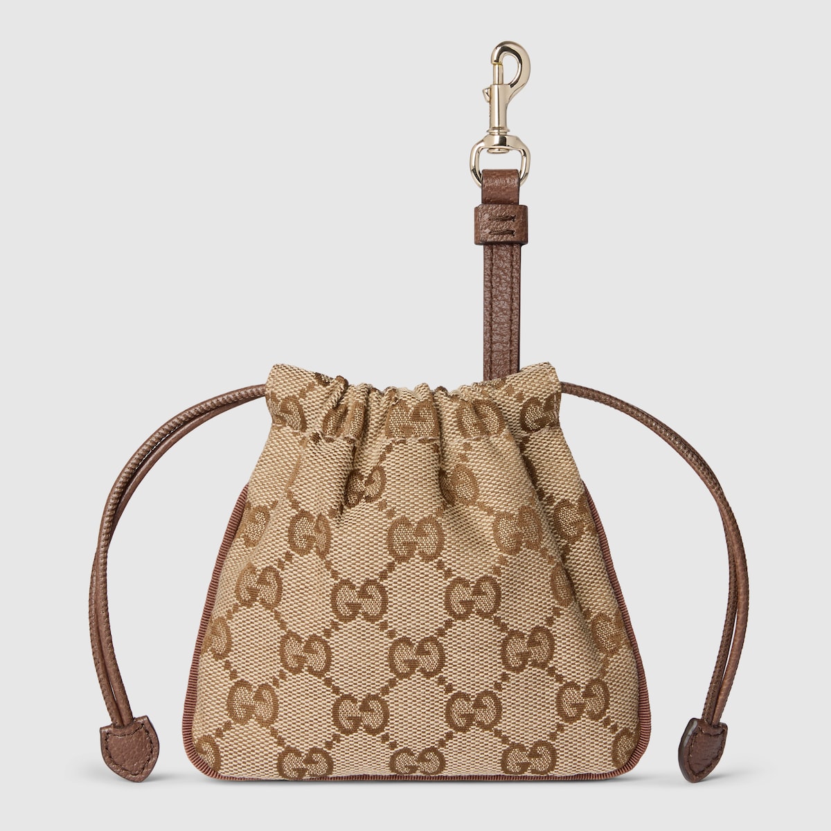 Gucci Minuet pouch charm in beige and brown GG canvas | GUCCI® Australia