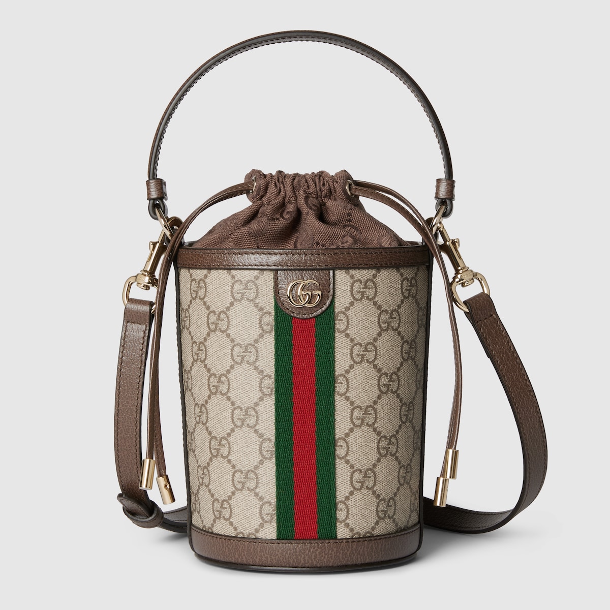Ophidia mini bucket bag in beige and brown GG fabric | GUCCI® SI