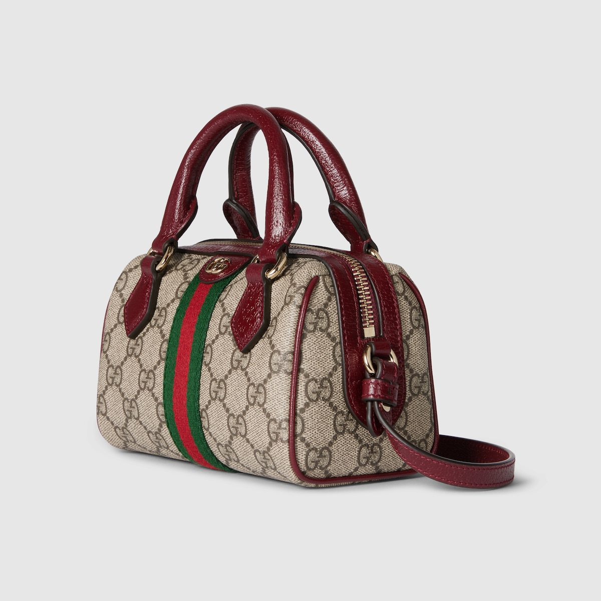 Ophidia mini boston bag in beige and brown GG fabric | GUCCI® Australia