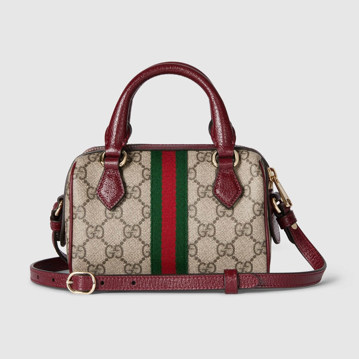 Ophidia mini boston bag in beige and brown GG fabric | GUCCI® Australia