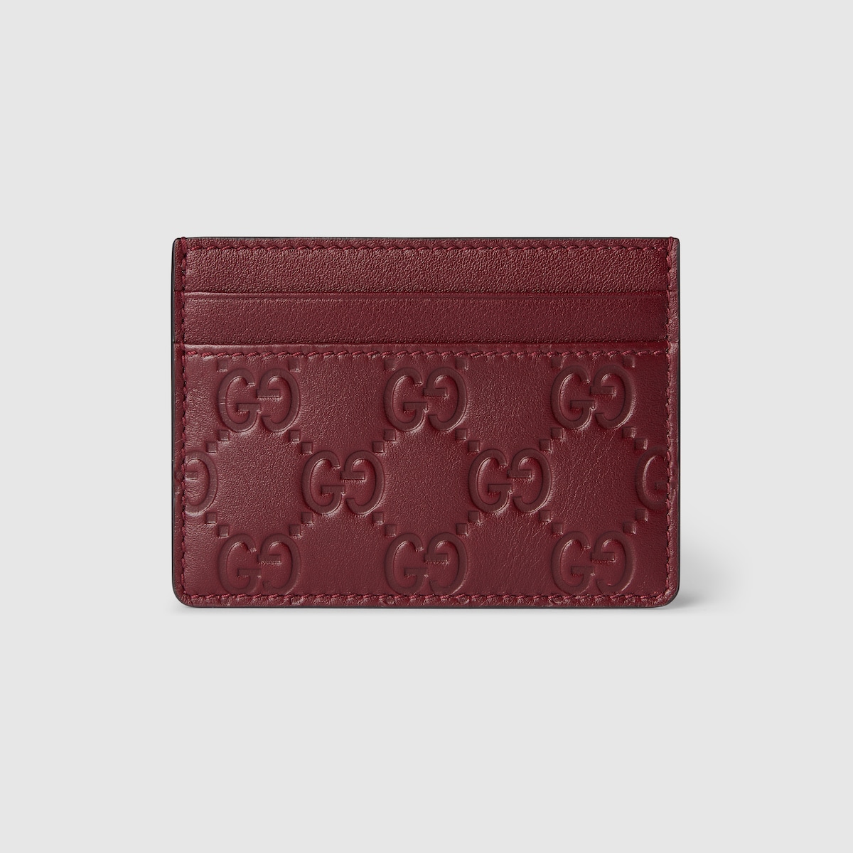GG Emblem card case in Rosso Ancora red GG leather | GUCCI® US
