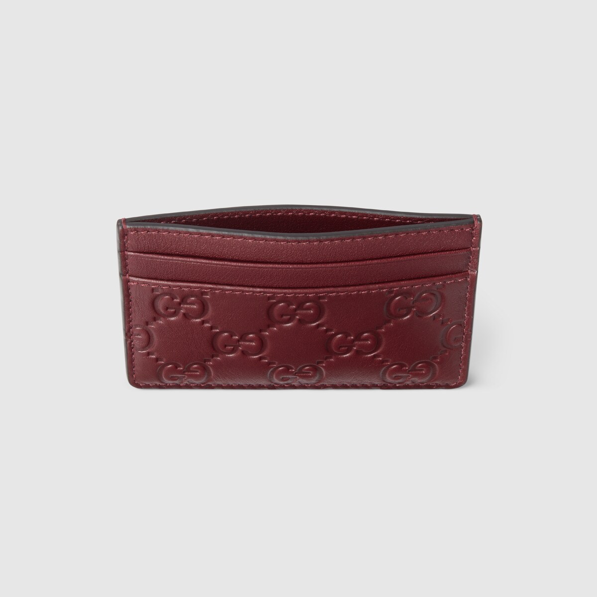 GG Emblem card case in Rosso Ancora red GG leather | GUCCI® Australia
