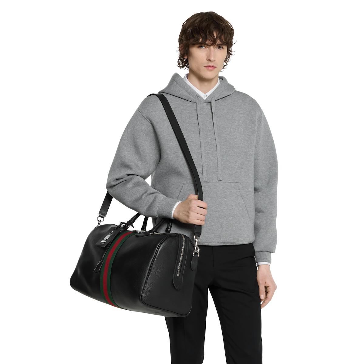 Gucci Savoy medium duffle bag in black leather | GUCCI® AE