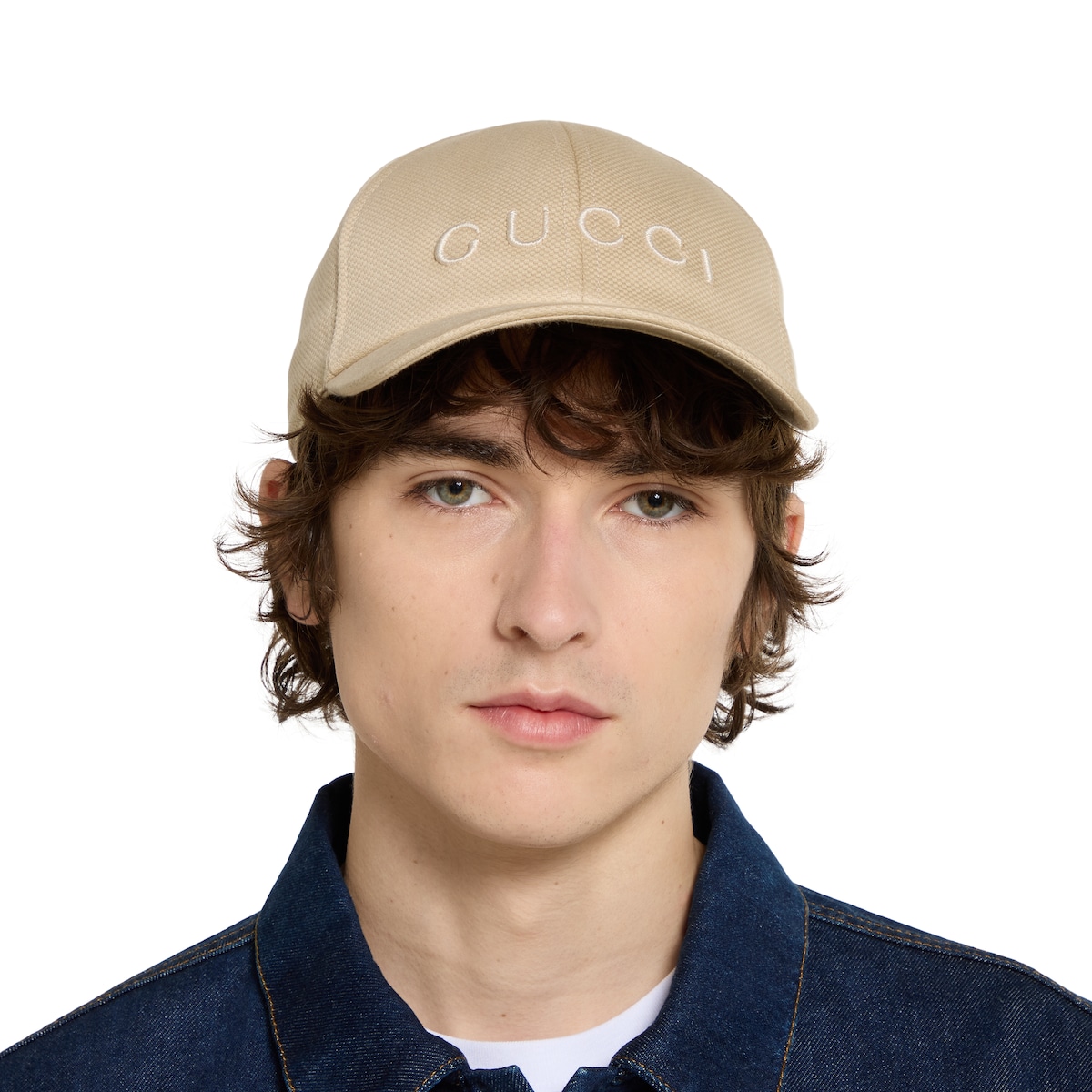 Cotton baseball hat with embroidery in beige | GUCCI® US