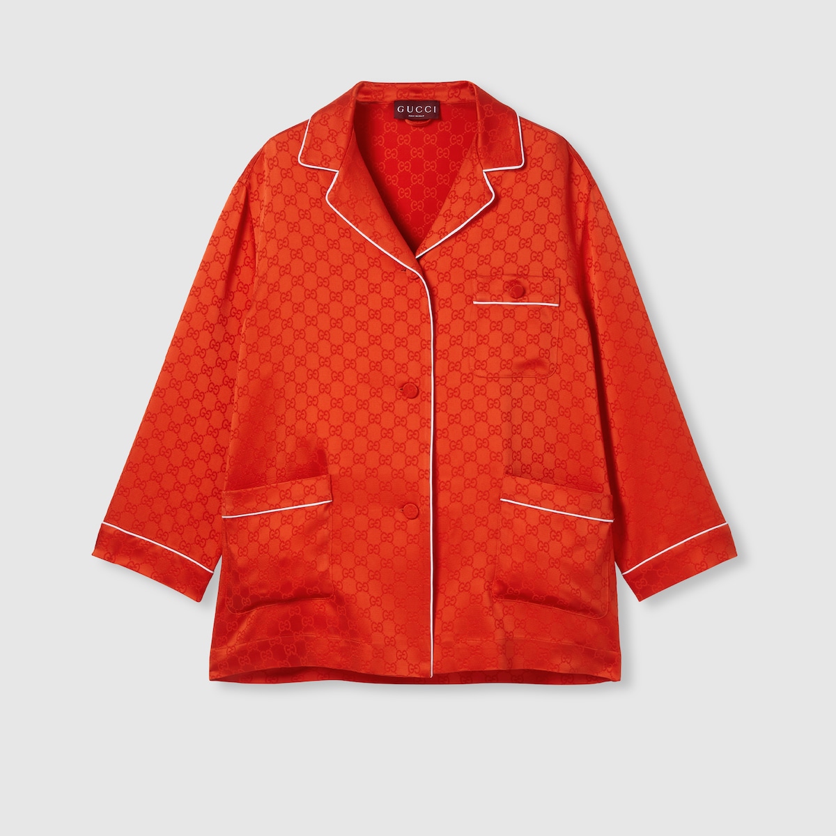 GG satin shirt in bright orange | GUCCI® Australia