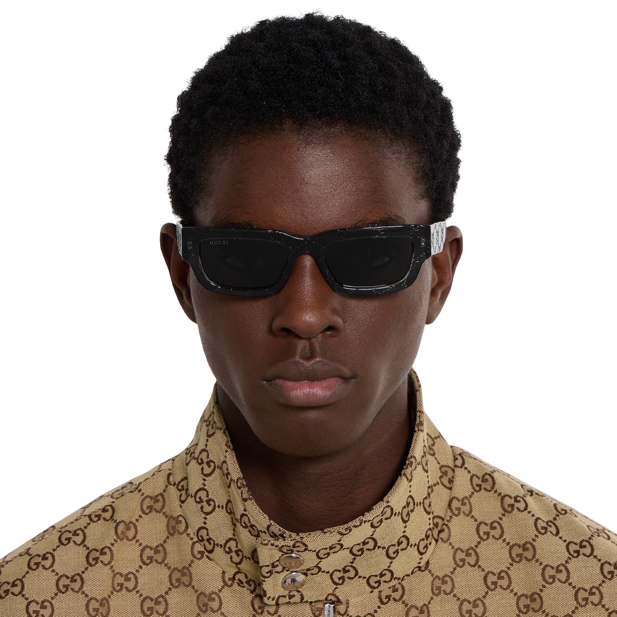 Rectangular frame sunglasses in dark grey | GUCCI® US