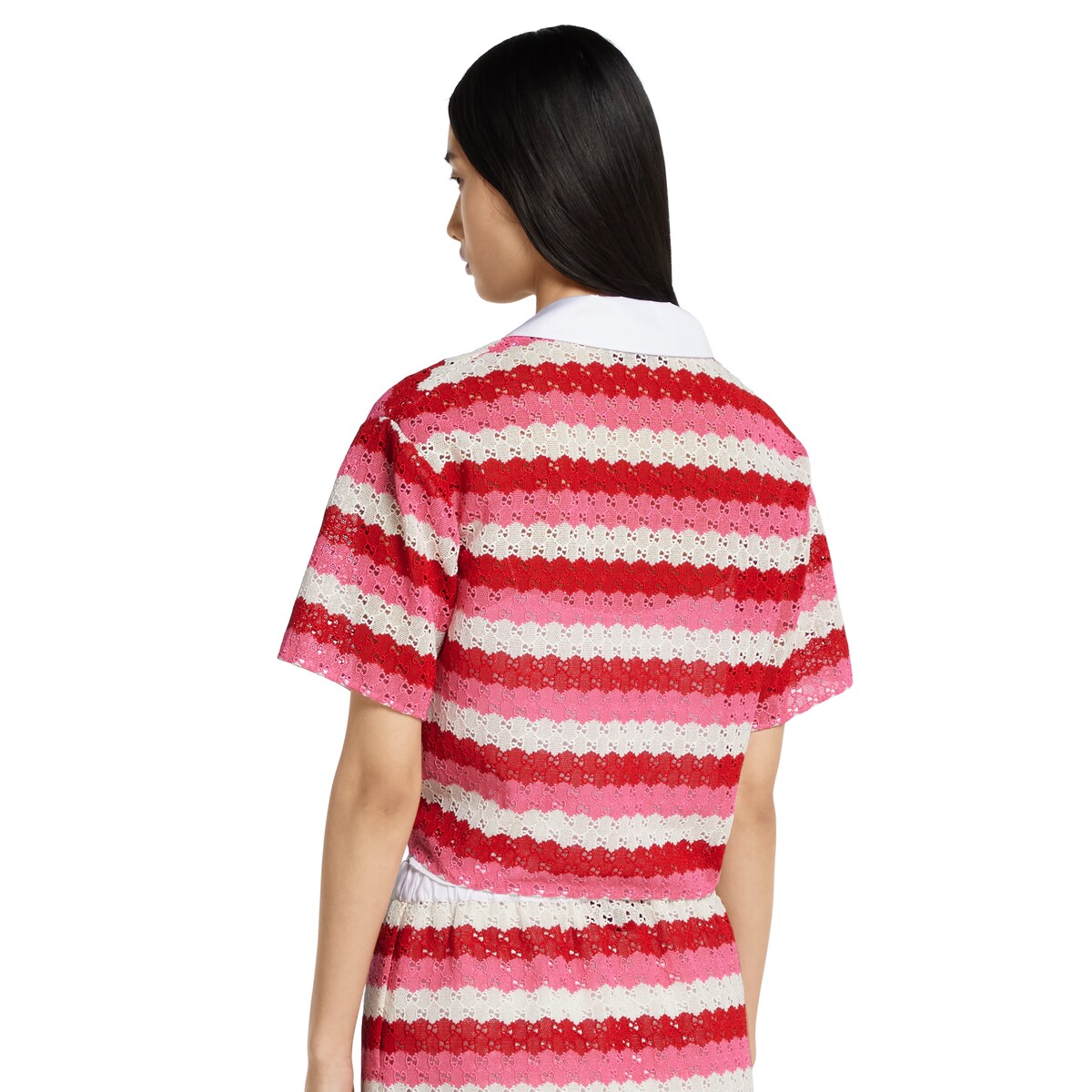 GG macramé shirt in red and pink | GUCCI® Australia