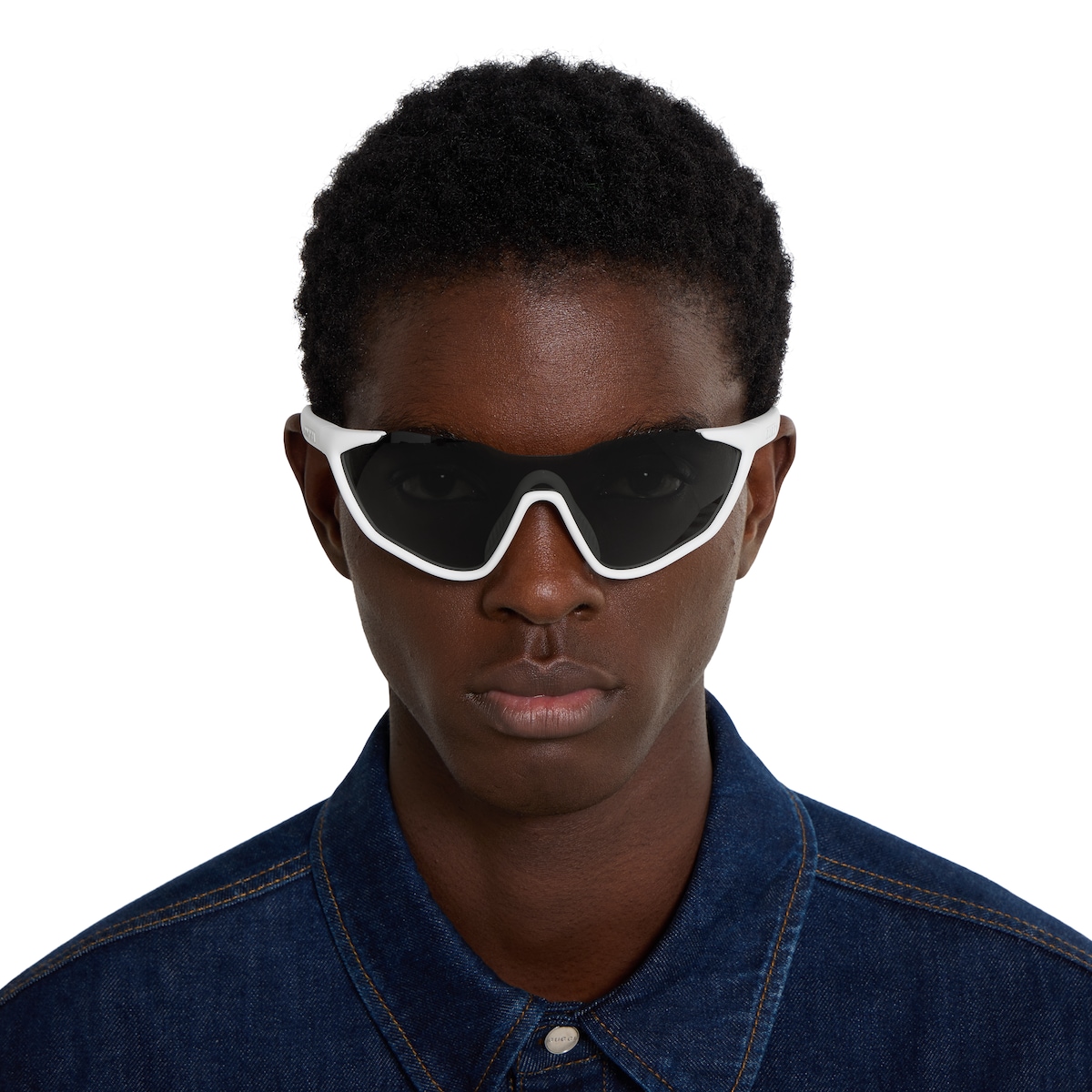 Mask-shaped sunglasses in white | GUCCI® US