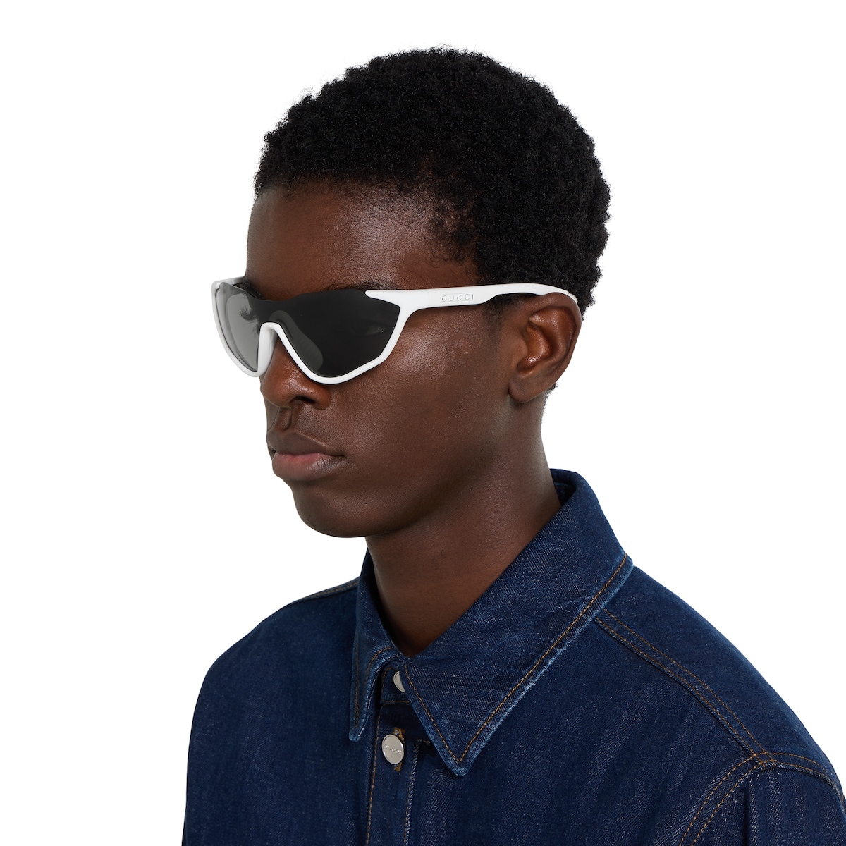Mask-shaped sunglasses in white | GUCCI® US