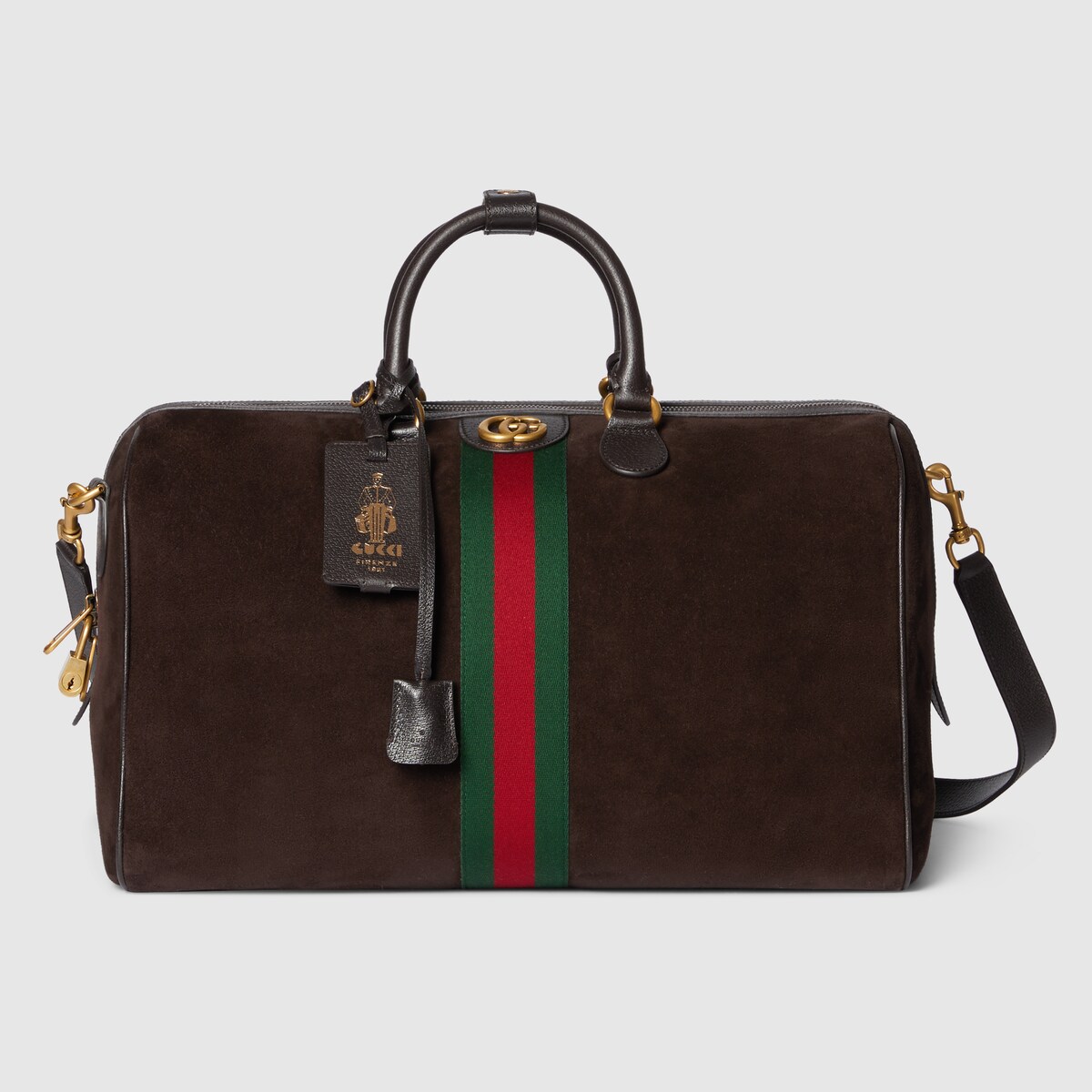 Gucci Savoy medium duffle bag in dark brown suede | GUCCI® CA