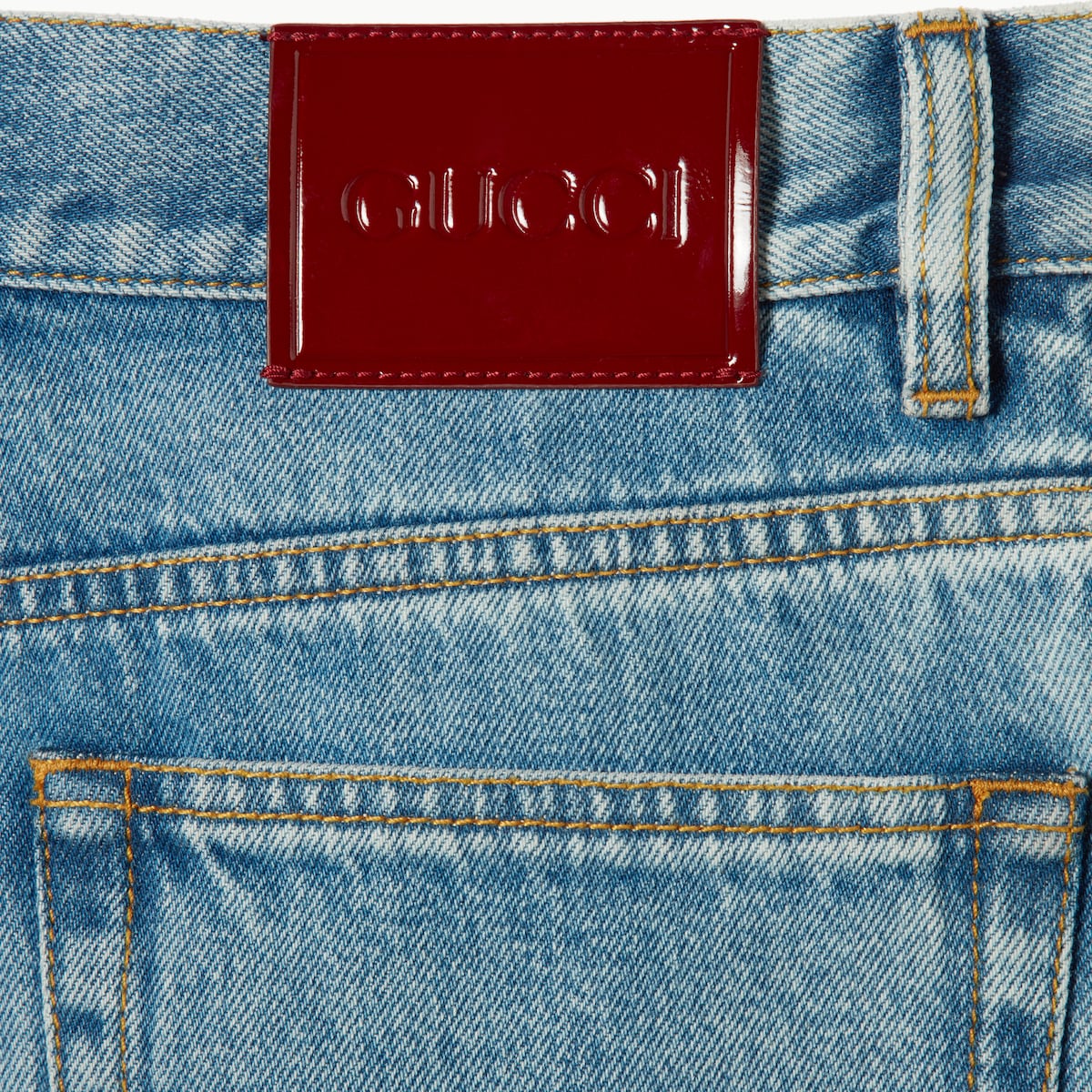 Stonewashed denim shorts in light blue | GUCCI® US