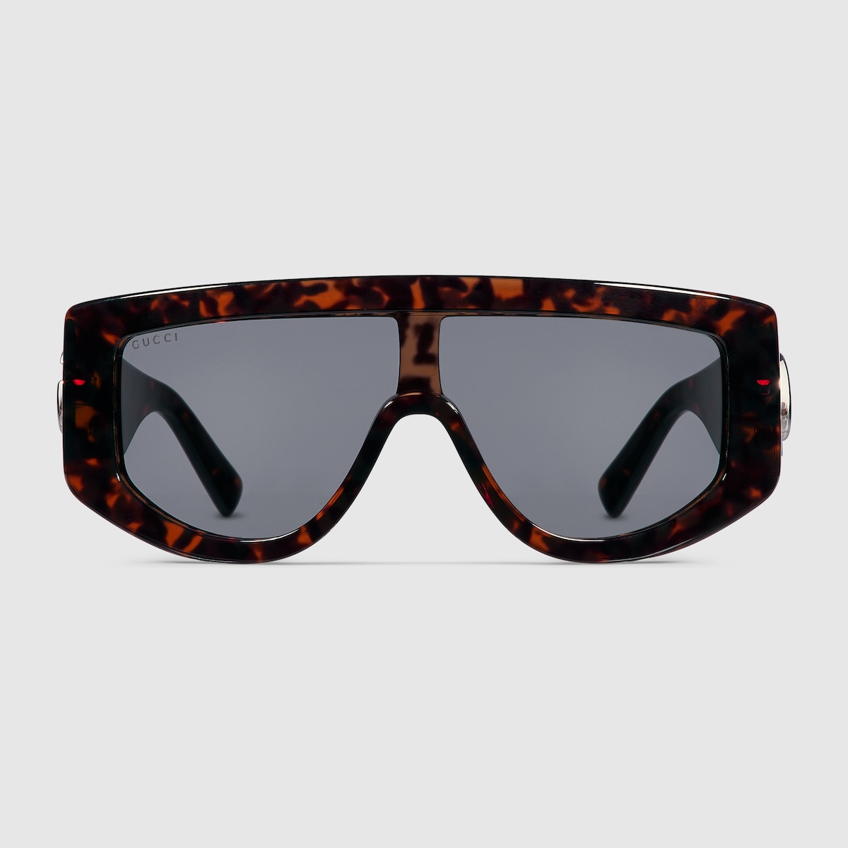 Rectangular frame sunglasses in dark brown tortoiseshell | GUCCI® US