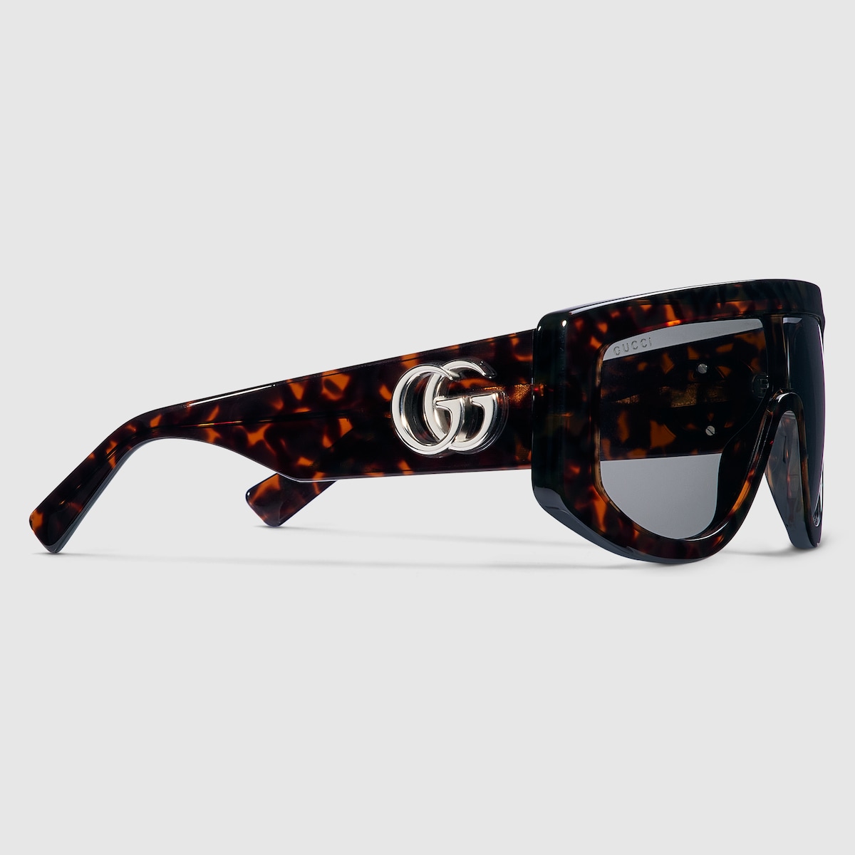 Rectangular frame sunglasses in dark brown tortoiseshell | GUCCI® US