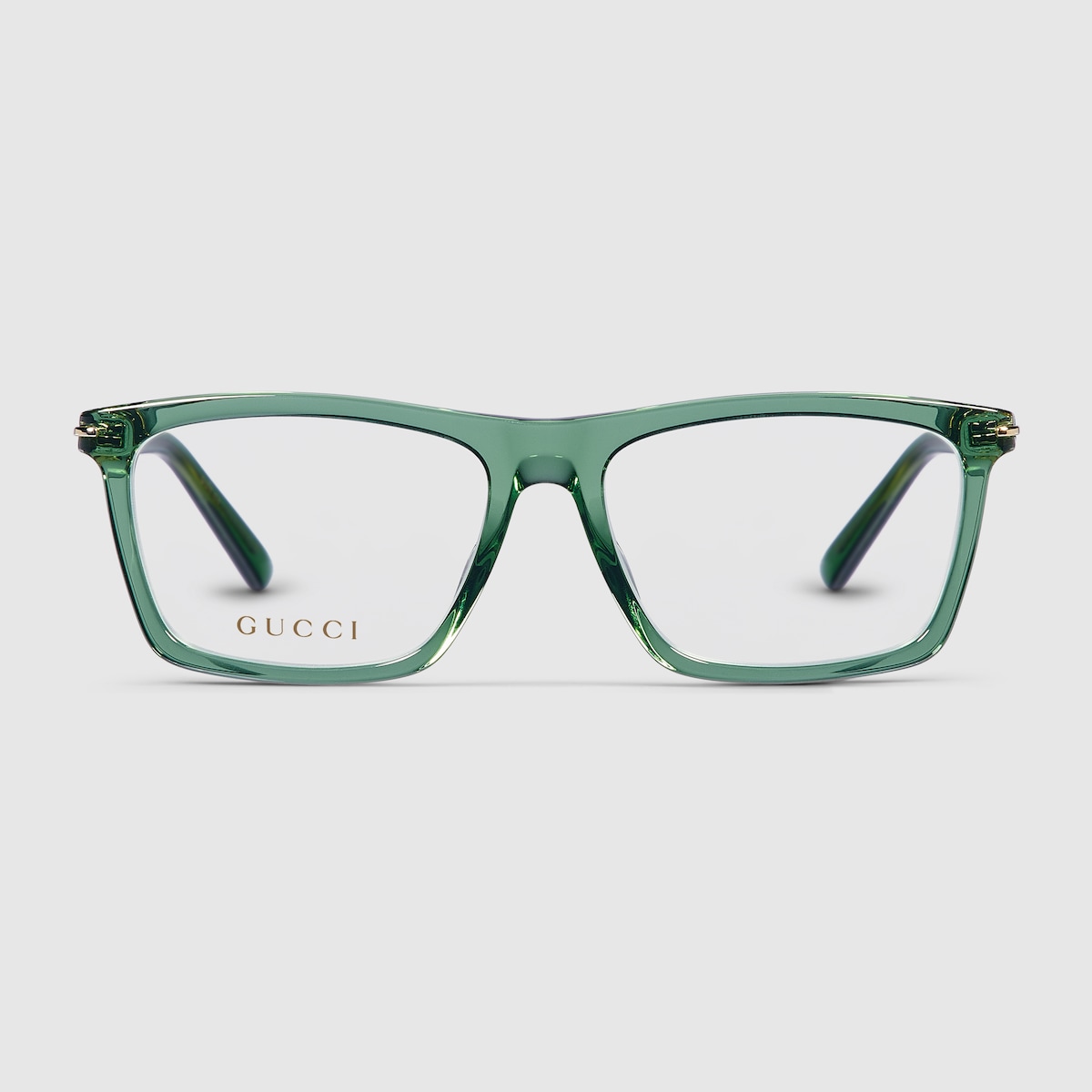 Rectangular optical frame in transparent green | GUCCI® UK