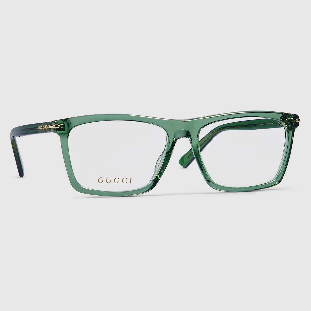 Rectangular optical frame in transparent green | GUCCI® UK