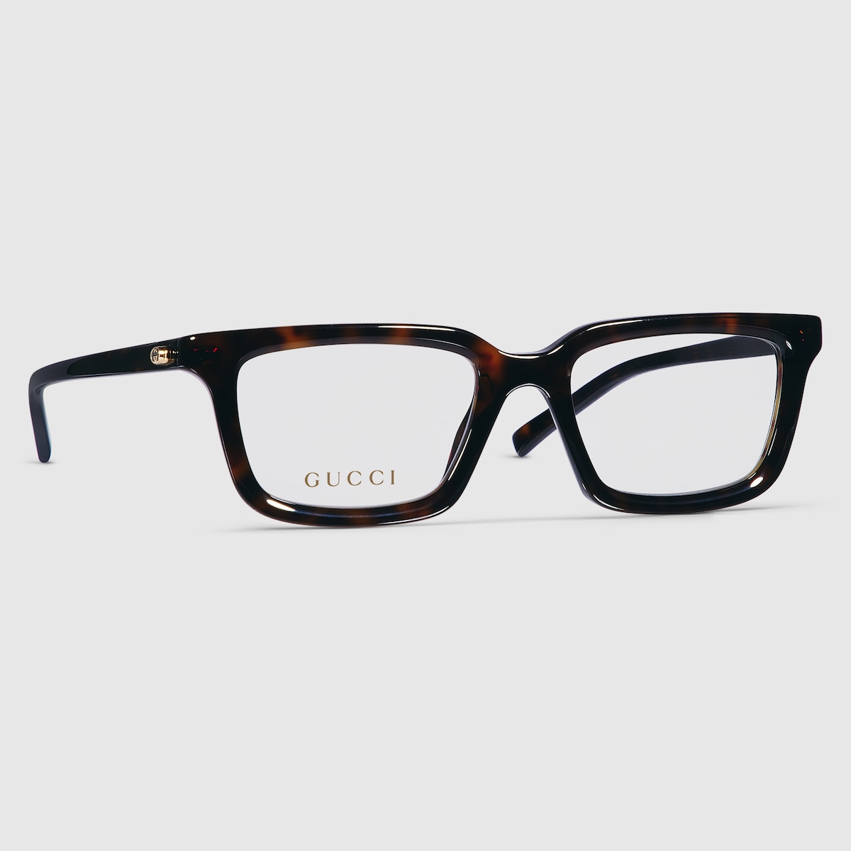 Rectangular optical frame in dark brown tortoiseshell | GUCCI® UK