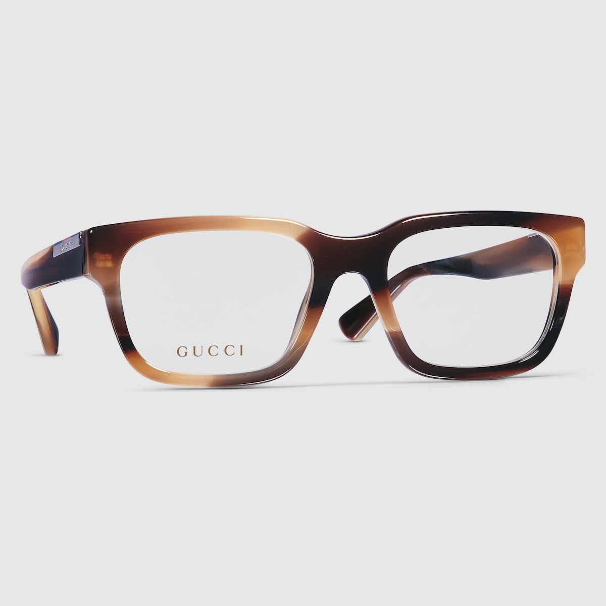 Rectangular optical frame in brown tortoiseshell | GUCCI® US
