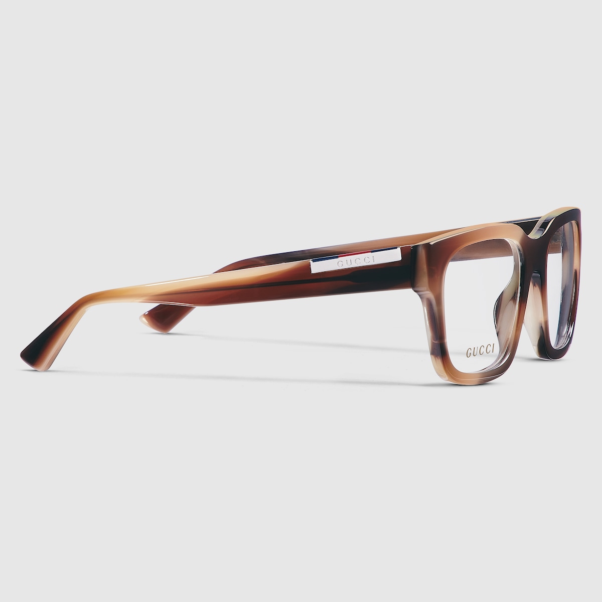 Rectangular optical frame in brown tortoiseshell | GUCCI® US