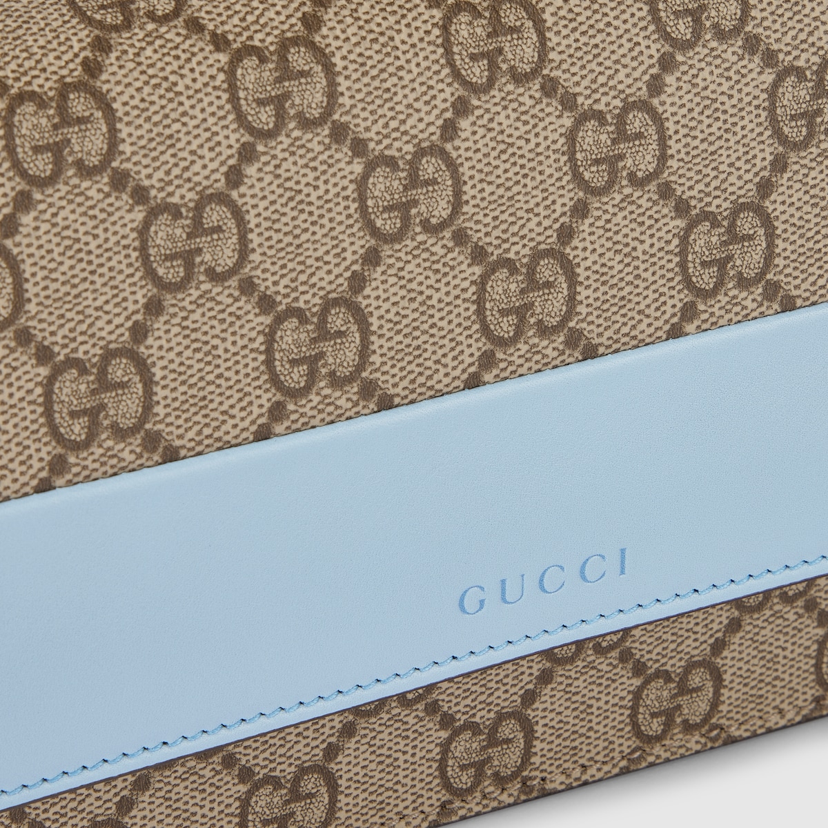 GG Emblem wallet on chain in light blue leather | GUCCI® MX