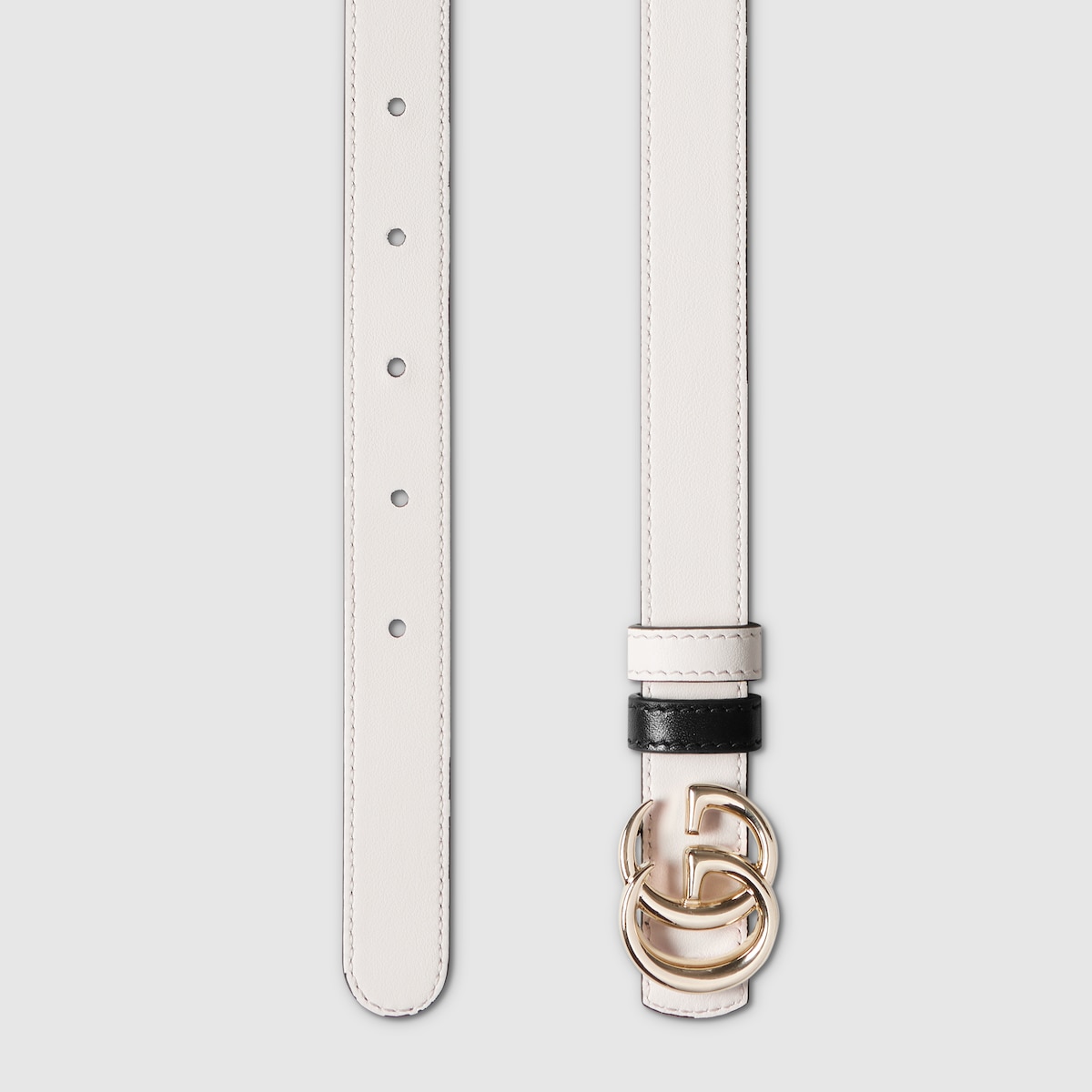 Reversible GG Marmont thin belt in black and white leather | GUCCI® UK