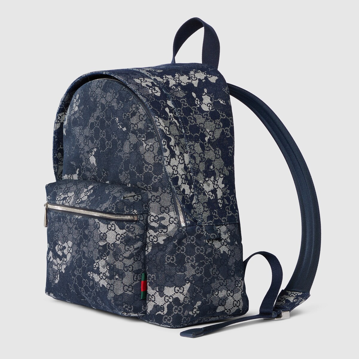 GG denim large backpack in dark blue GG denim | GUCCI® Australia
