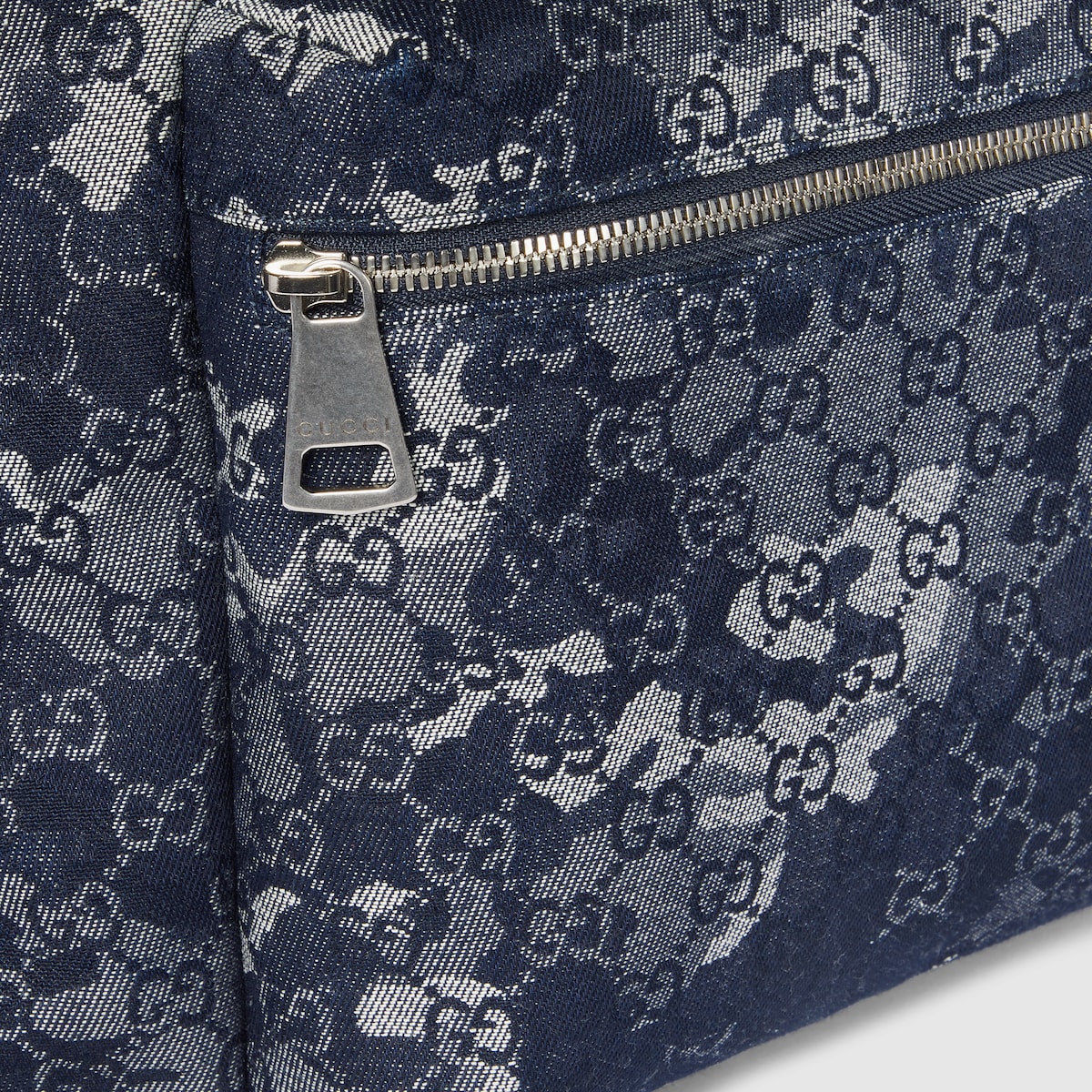 GG denim large backpack in dark blue GG denim | GUCCI® UK