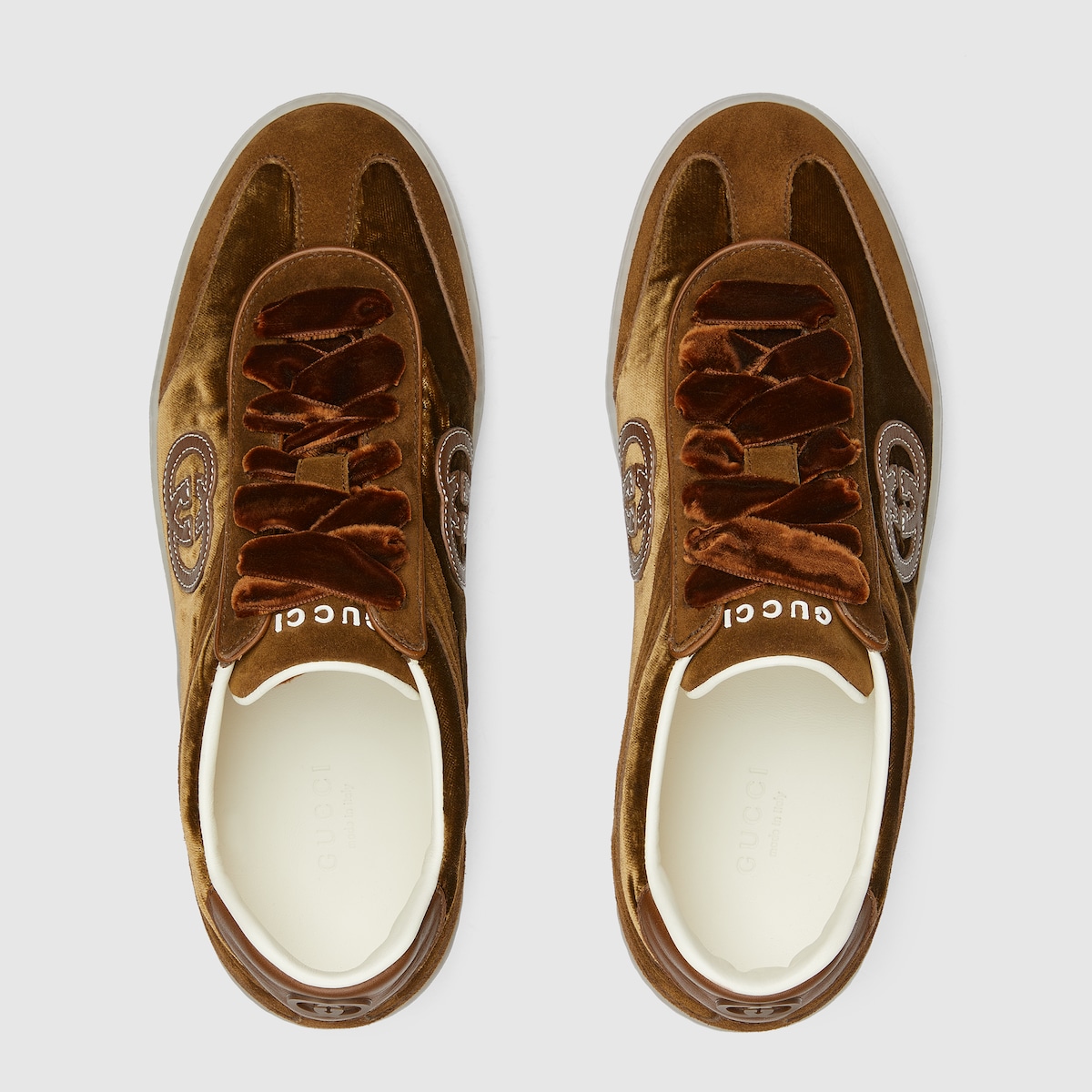 Women's G75 sneaker in brown velvet | GUCCI® CA