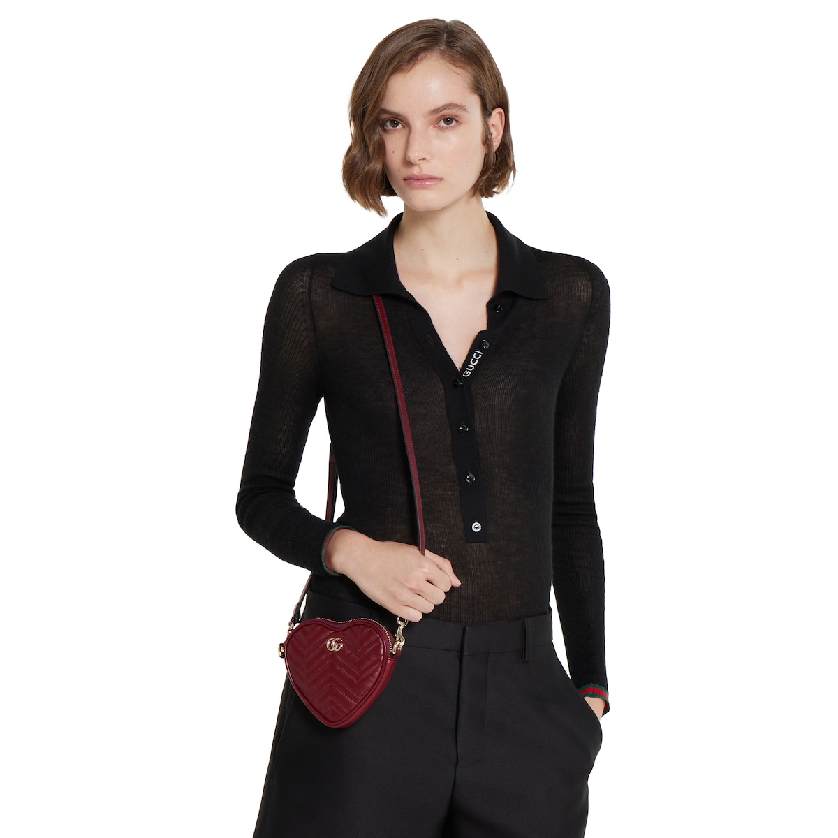 GG Marmont Mini-Tasche in Leder in Rosso Ancora Rot | GUCCI® DE