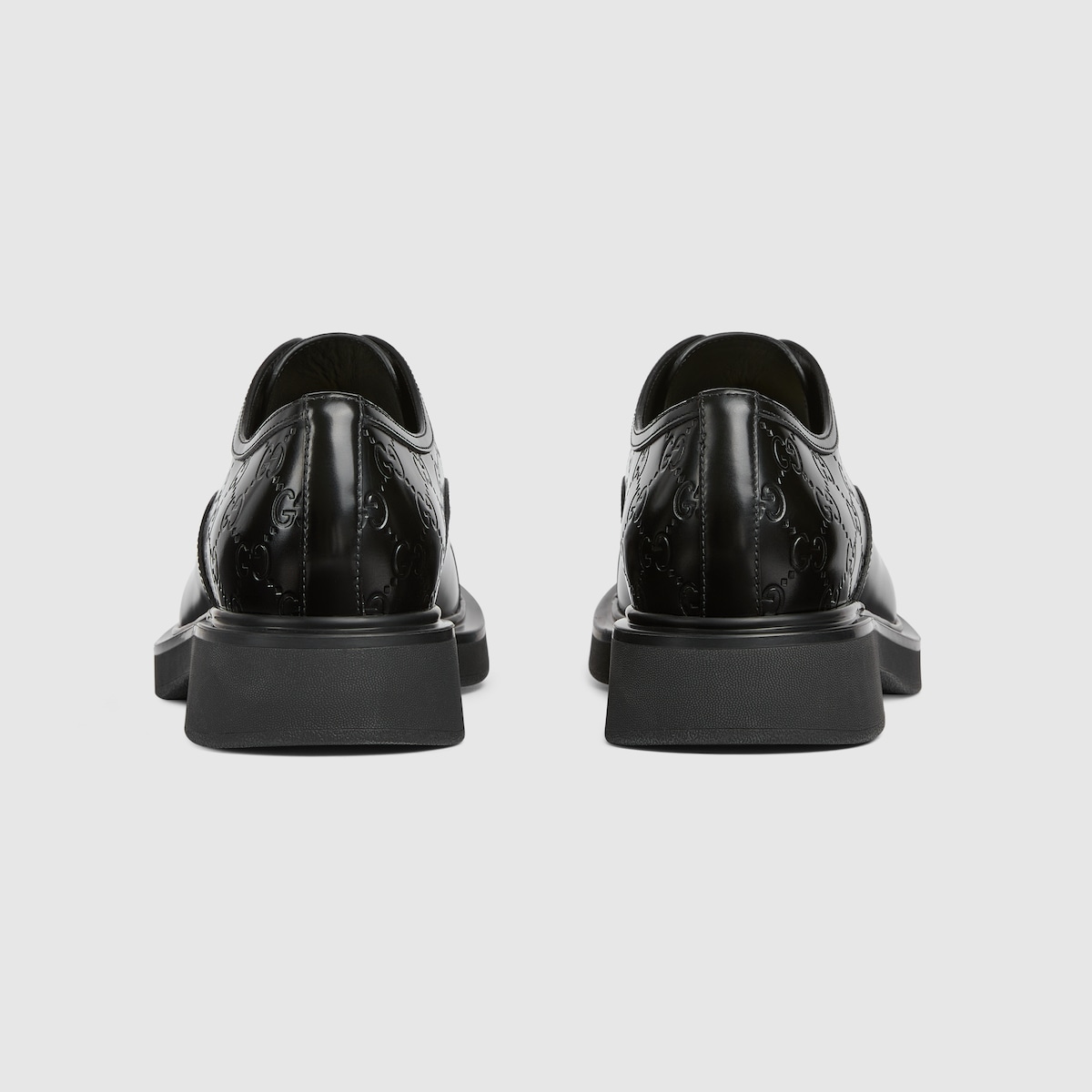Men's lace-up shoe with GG detail in black leather | GUCCI® ZA