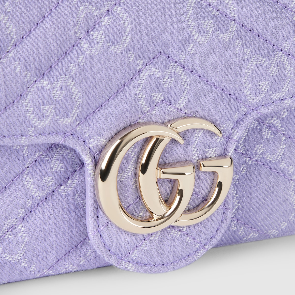 GG Marmont mini shoulder bag in lilac and white GG denim | GUCCI® NZ