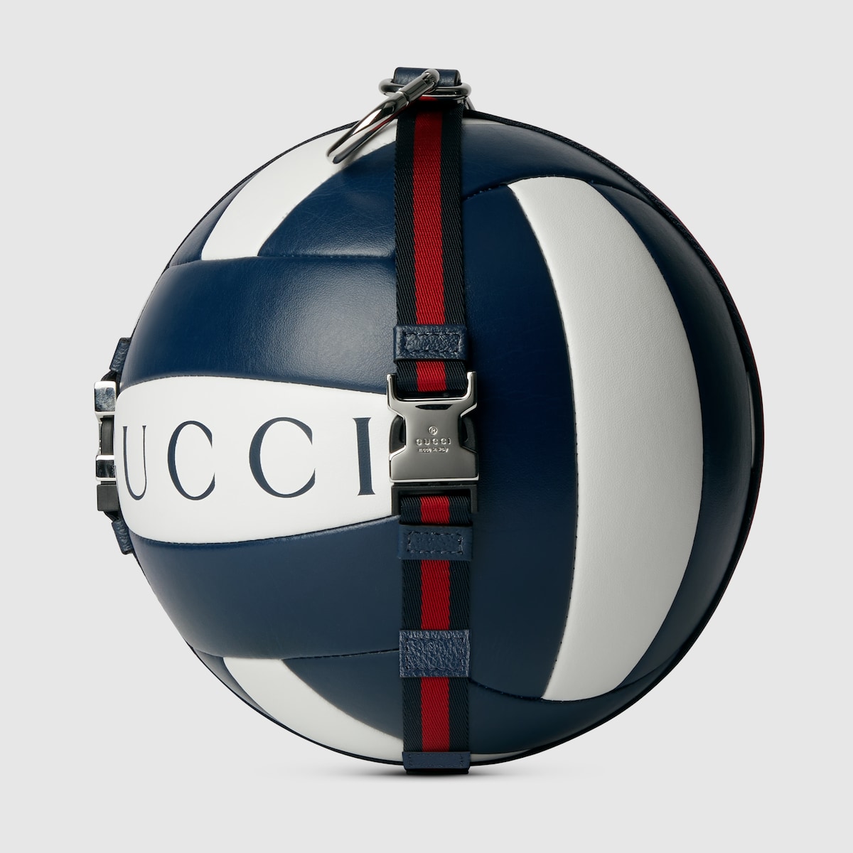 Printed rubber beach volley ball in white and navy blue | GUCCI® US