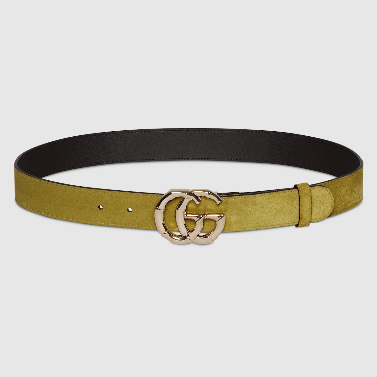 GG Marmont belt in olive green suede | GUCCI® UK