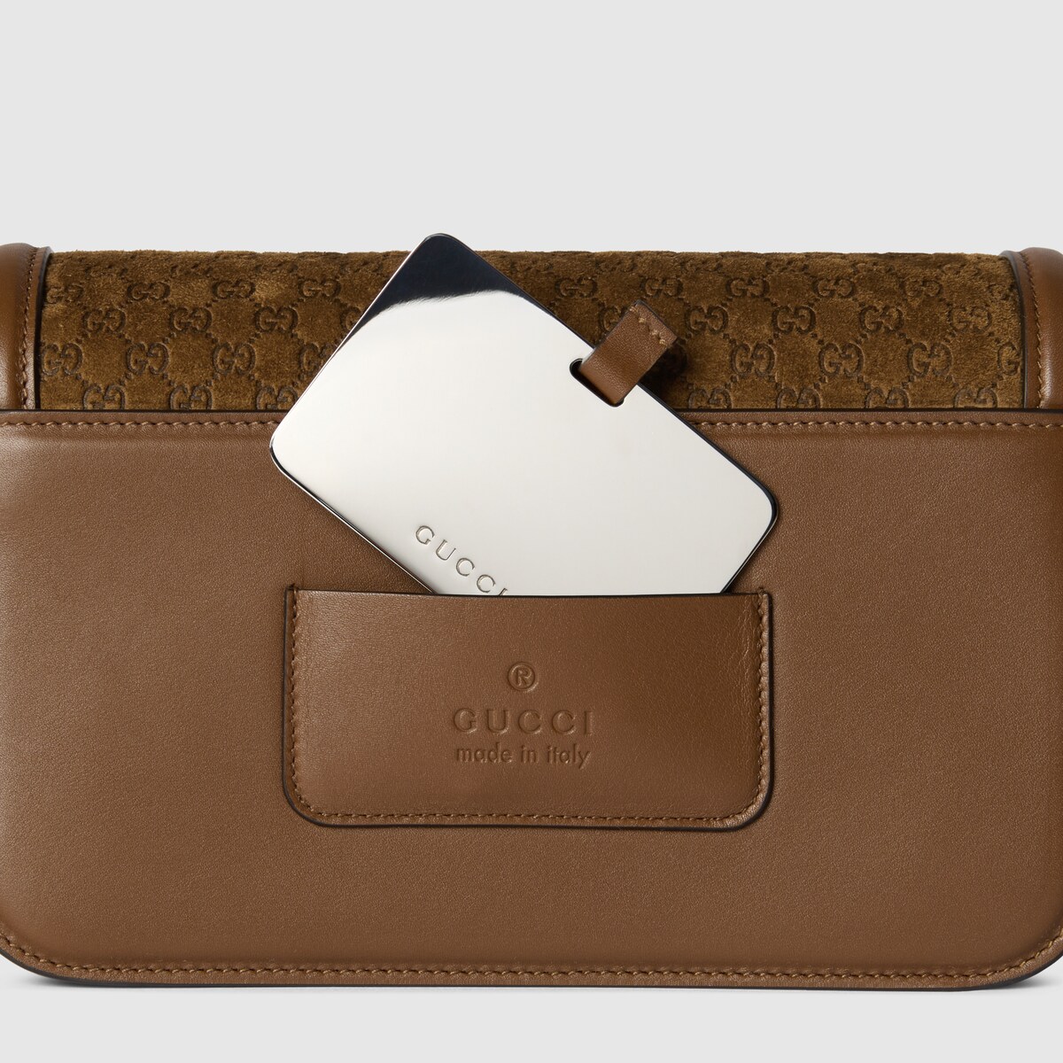 Gucci Go small shoulder bag in brown GG suede | GUCCI® UK
