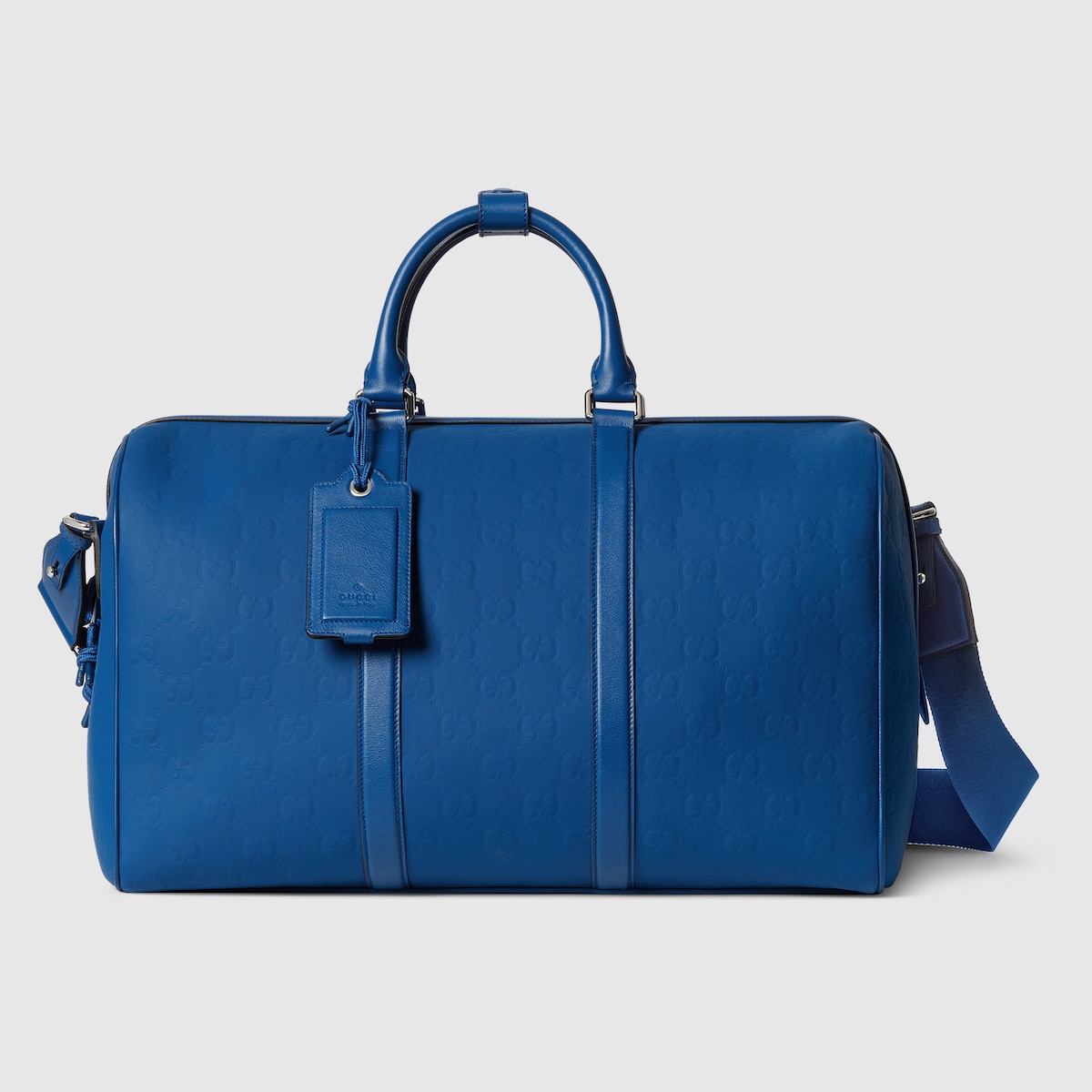 Gucci Edge medium duffle bag in bright blue GG matte fabric | GUCCI® UK