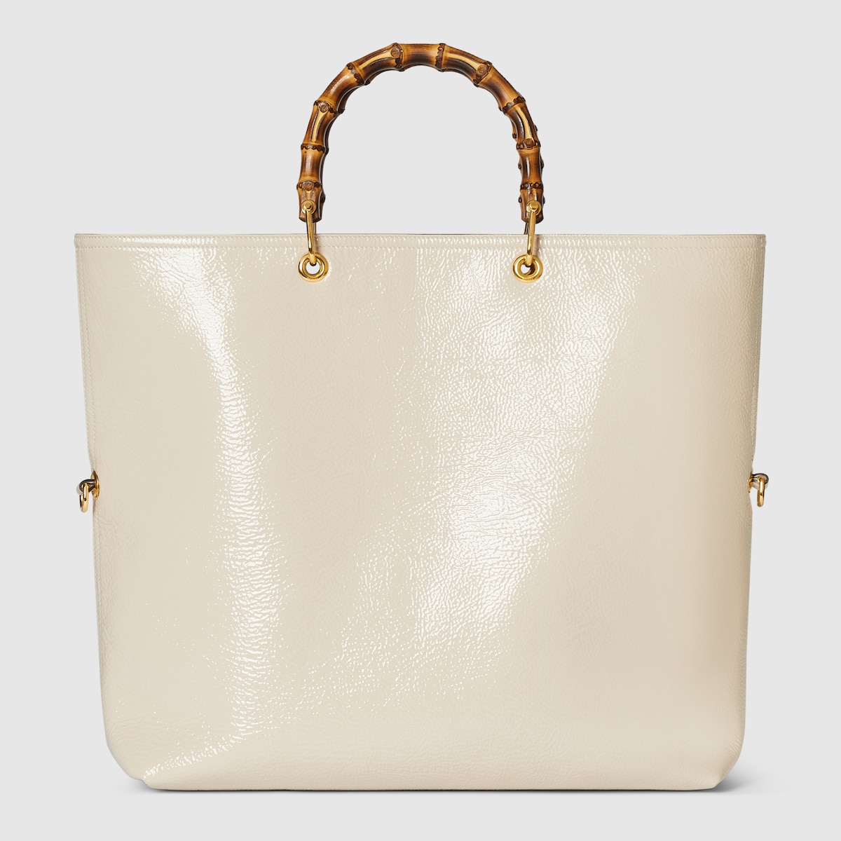 Bamboo large reversible tote bag in ivory leather and beige canvas ...