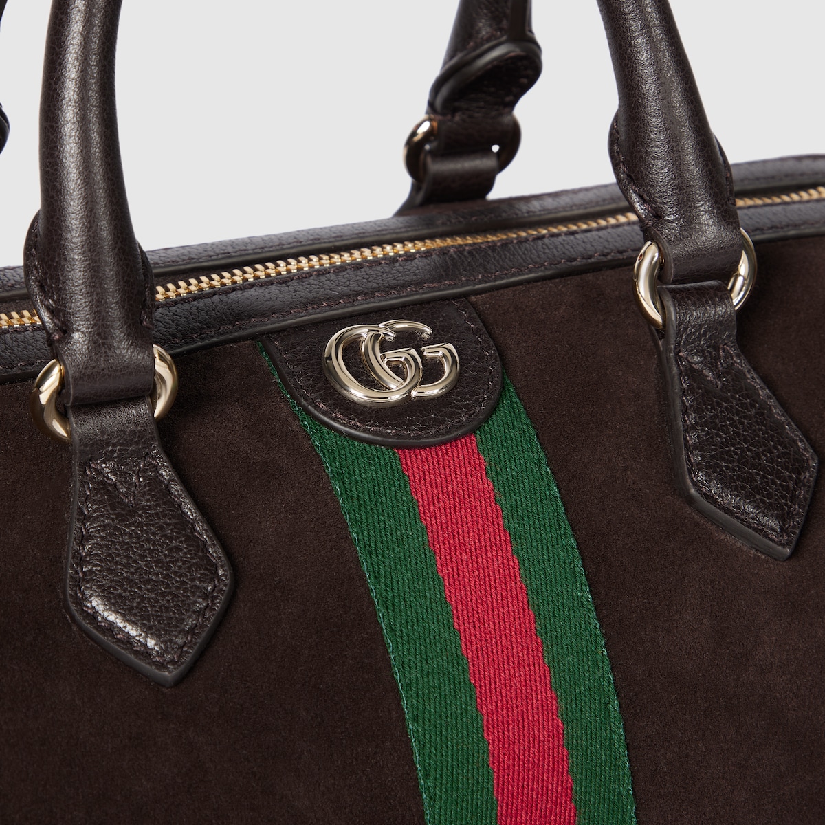 Ophidia large boston bag in dark brown suede | GUCCI® AU