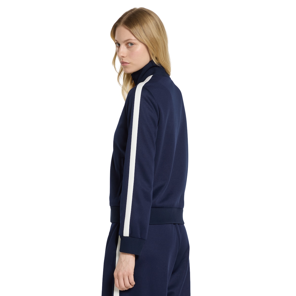 Technical jersey zip jacket with embroidery in dark blue | GUCCI® US