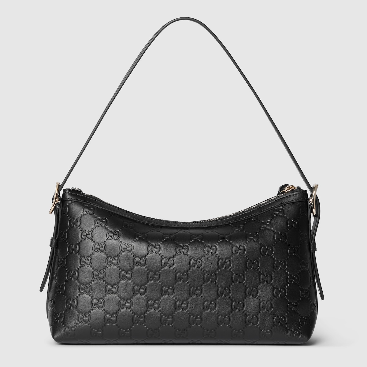 GG Emblem medium shoulder bag in black GG leather | GUCCI® NL
