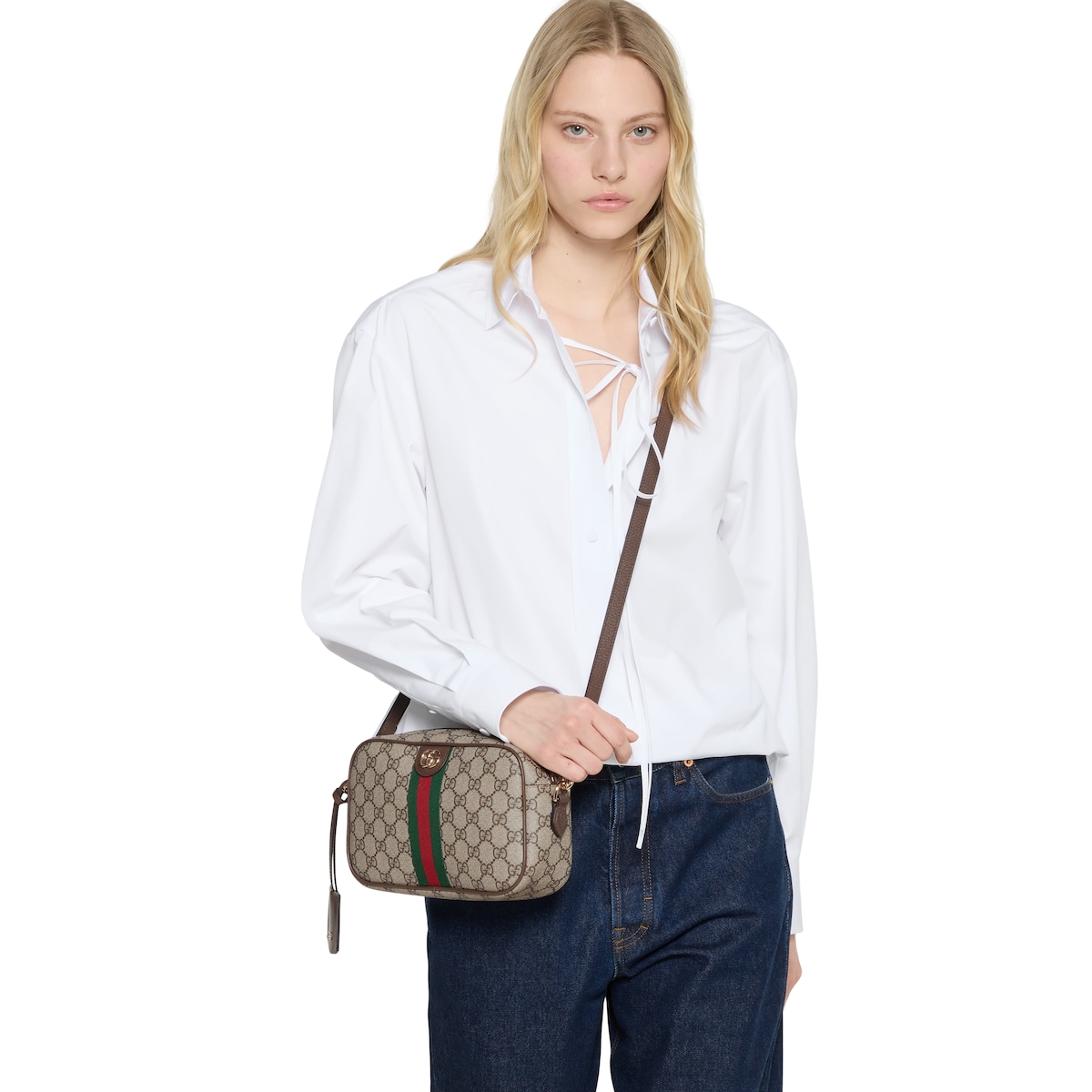 Ophidia small camera bag in beige and brown GG fabric | GUCCI® Australia