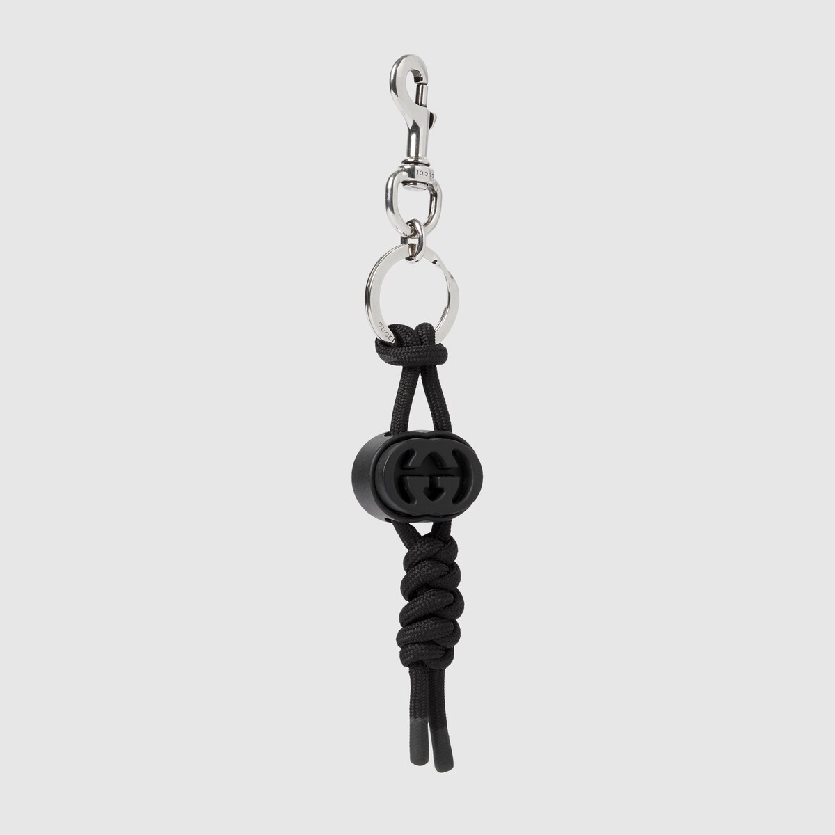 Keychain with Interlocking G in black rope | GUCCI® ZA