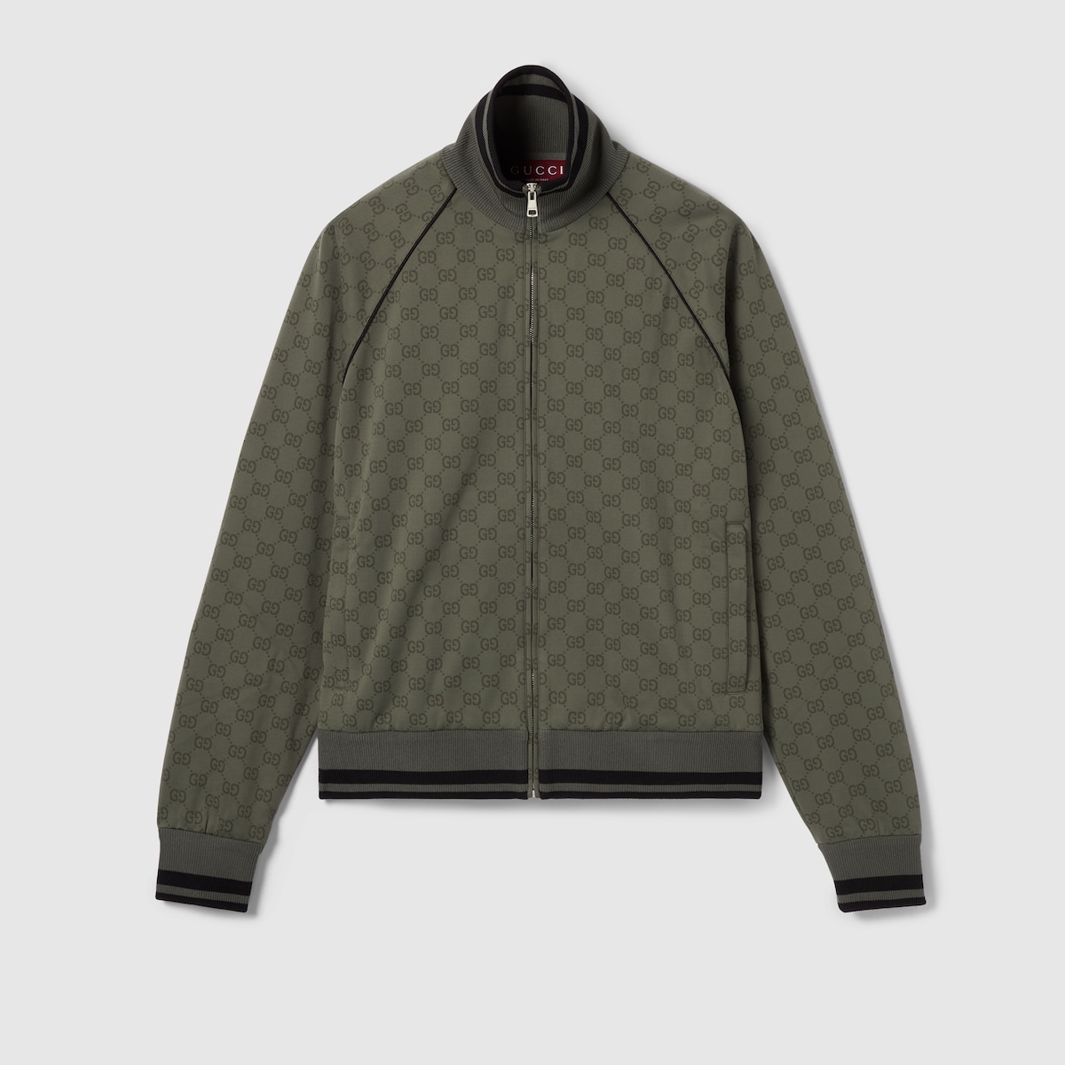 GG jersey jacquard zip jacket in forest green | GUCCI® US