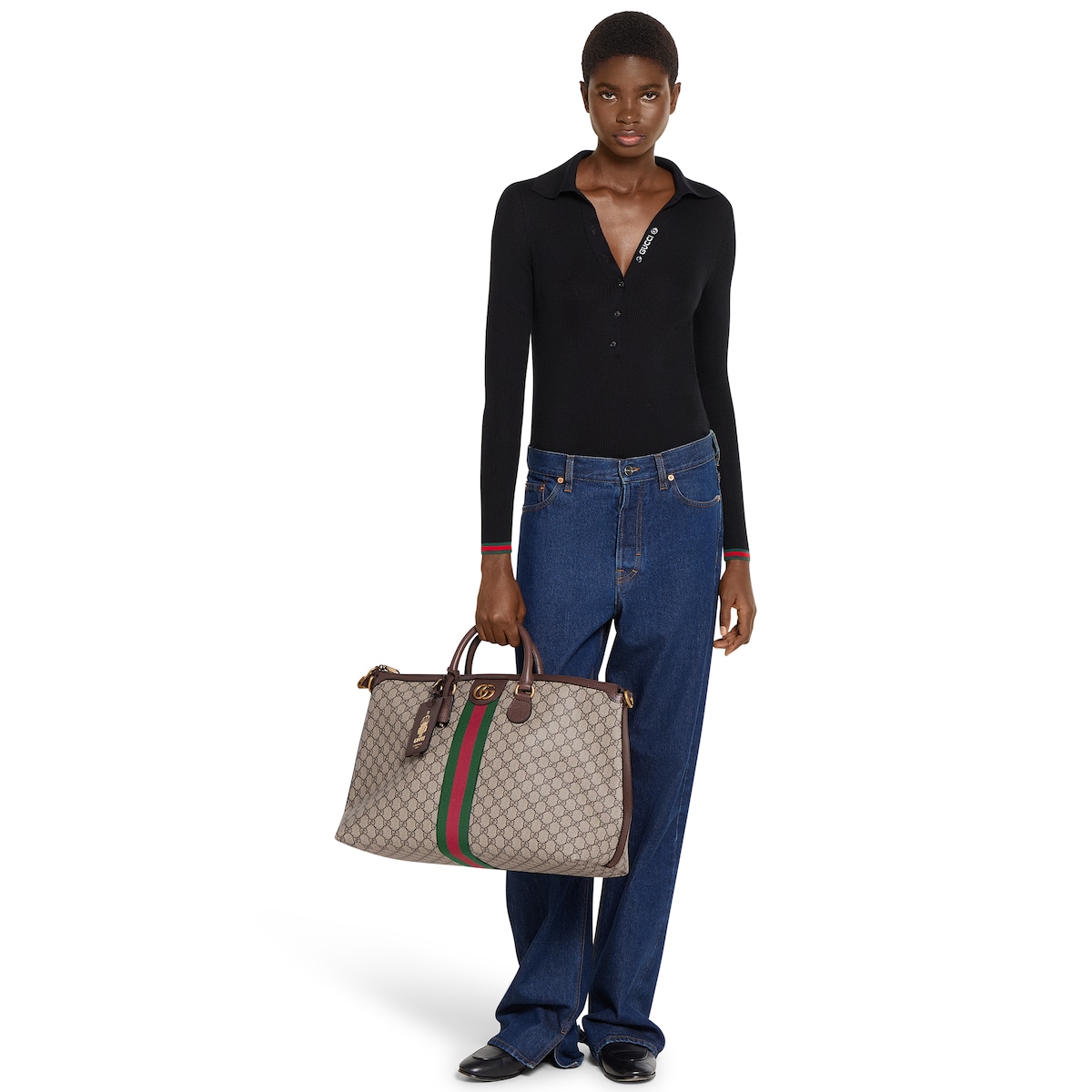 Gucci Savoy medium duffle bag in beige and dark brown fabric | GUCCI® IT