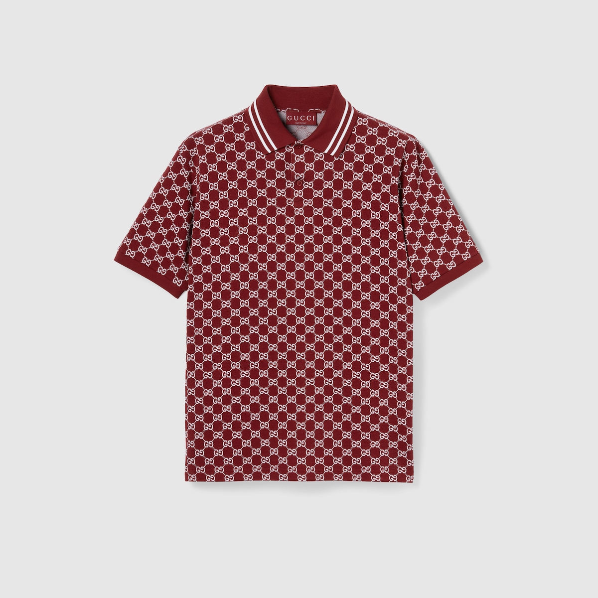 GG cotton piquet jacquard polo shirt in Rosso Ancora red and white ...