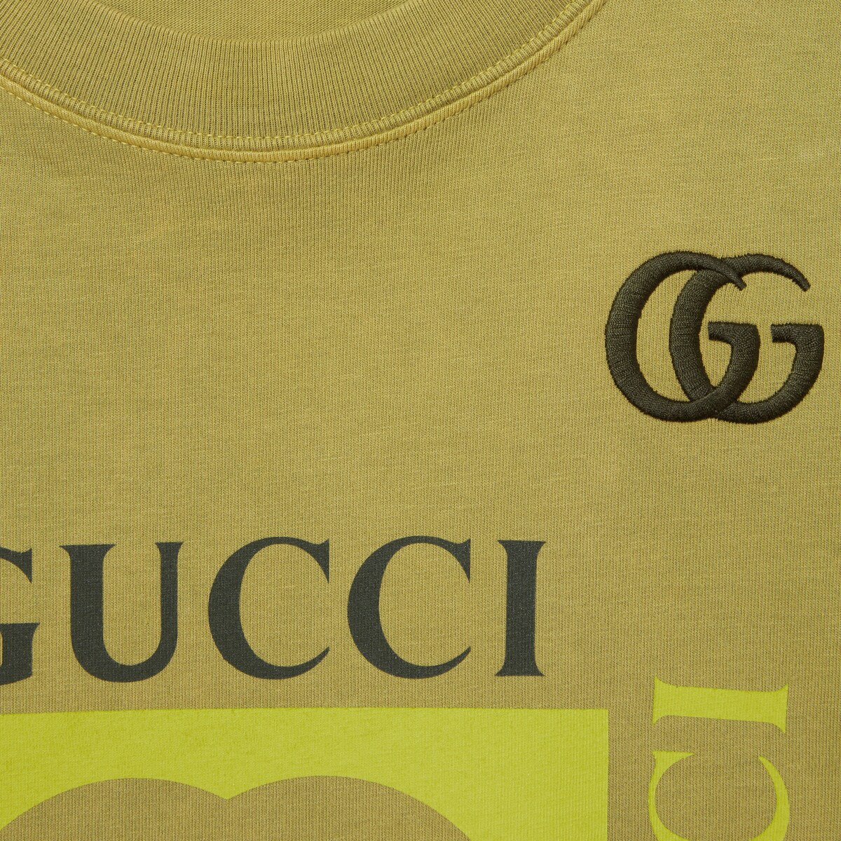 Printed cotton jersey T-shirt in forest green | GUCCI® US