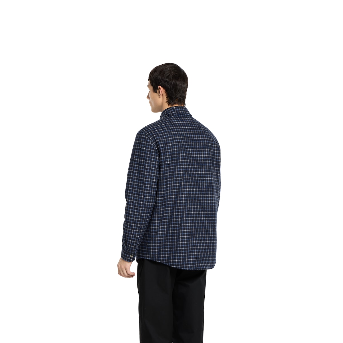 Wool flannel zip jacket with embroidery in dark blue and white | GUCCI® CA