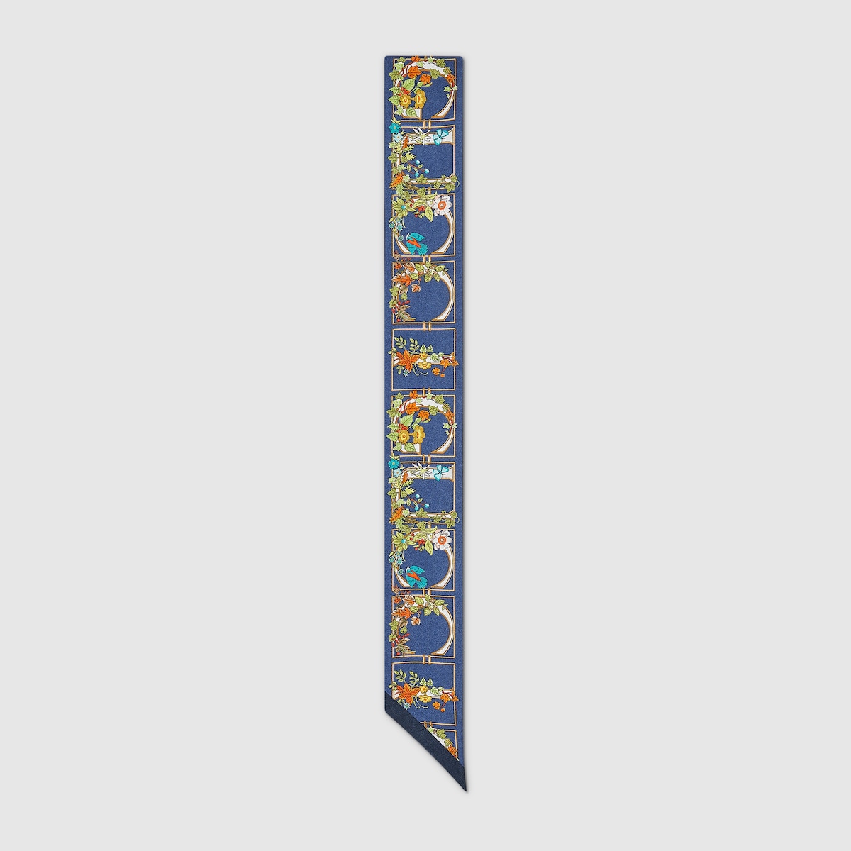 Printed silk twill ribbon in dark blue | GUCCI® UK