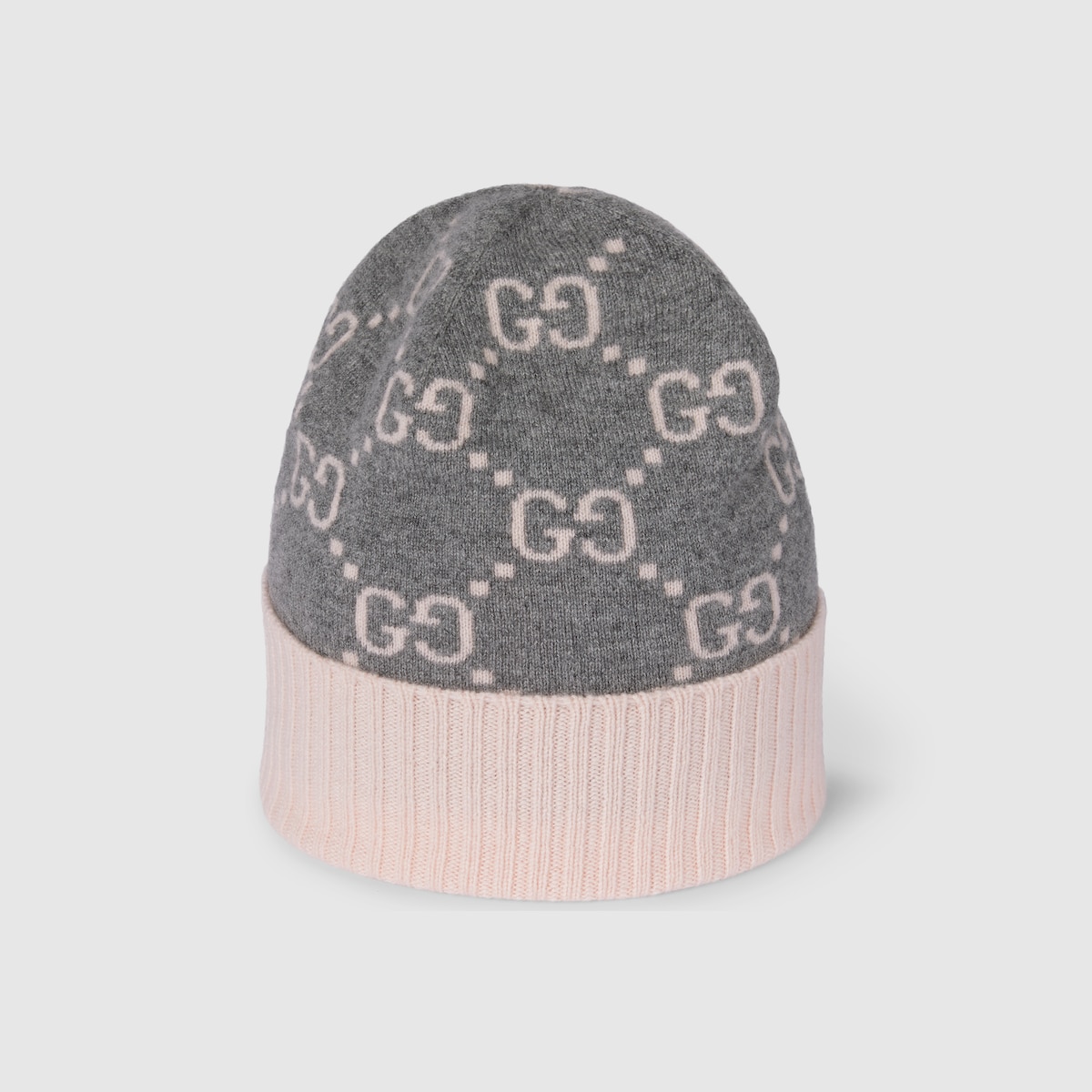 Bonnet en jacquard de cachemire GG en gris et rose | GUCCI® FR